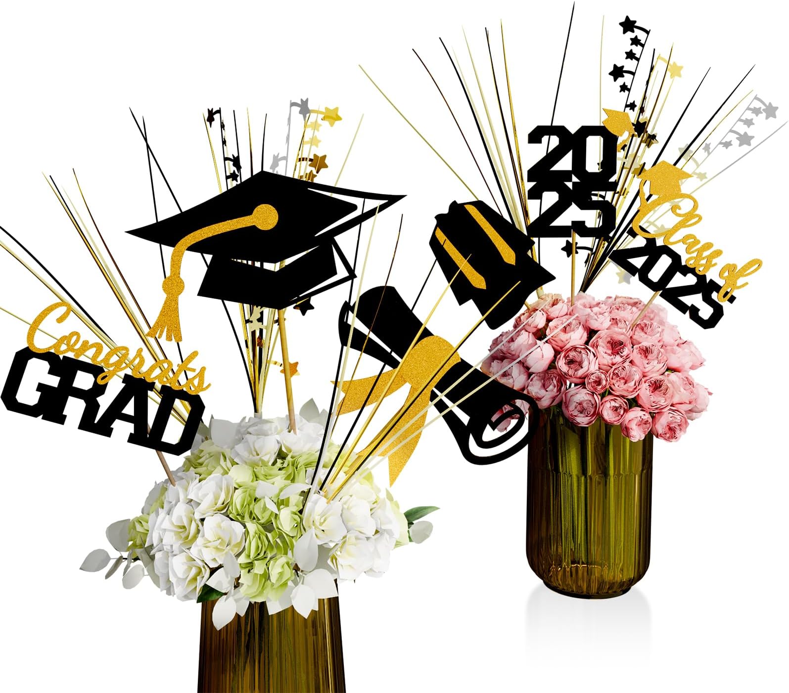 Amazon.com: Graduation Decorations Class of 2025 23pcs Black Gold Grad ...
