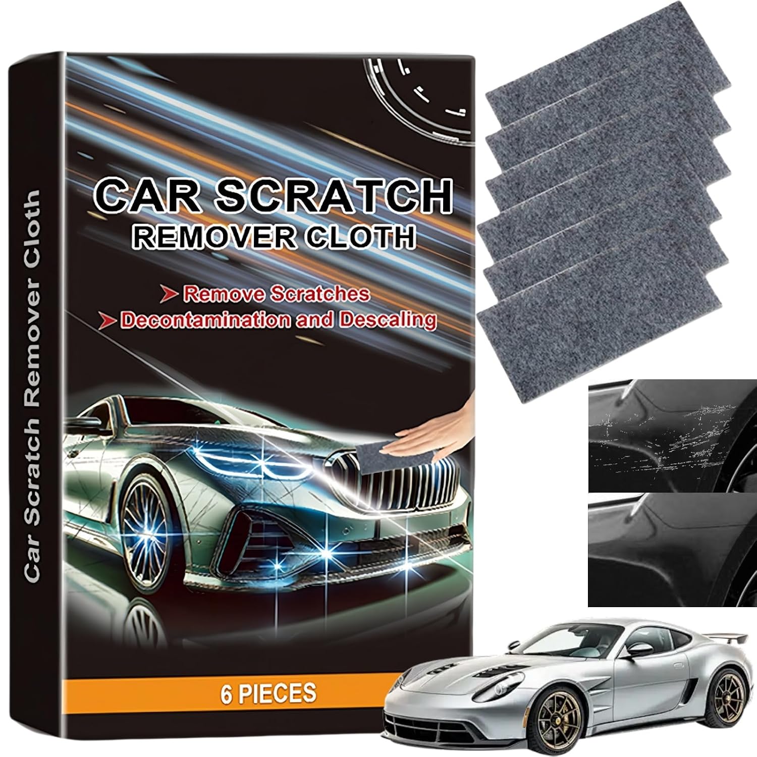 6 Pack Nano Sparkle Cloth Car Scratch Remover Set,Nano Ma/gic Cloth ...