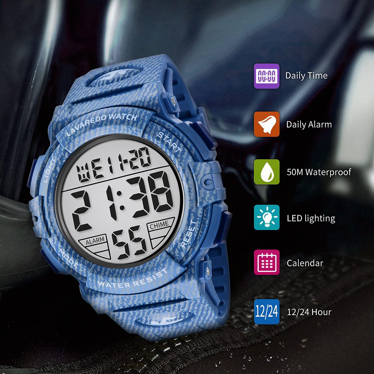 Snapklik.com : L LAVAREDO Mens Digital Watch Sports Military Watches ...