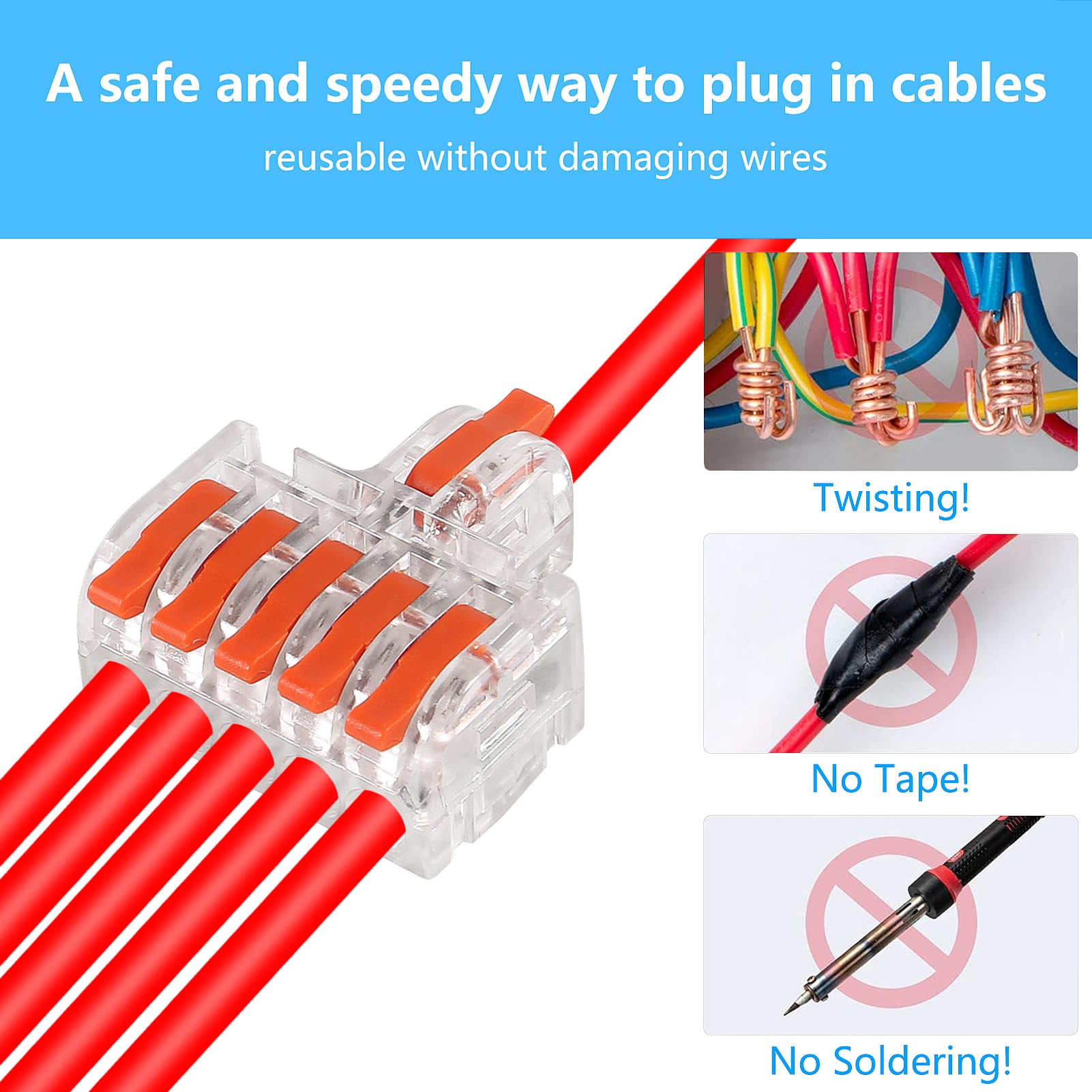 Snapklik.com : 20pcs Lever Wire Connectors, 1 In 5 Out Connectors For ...