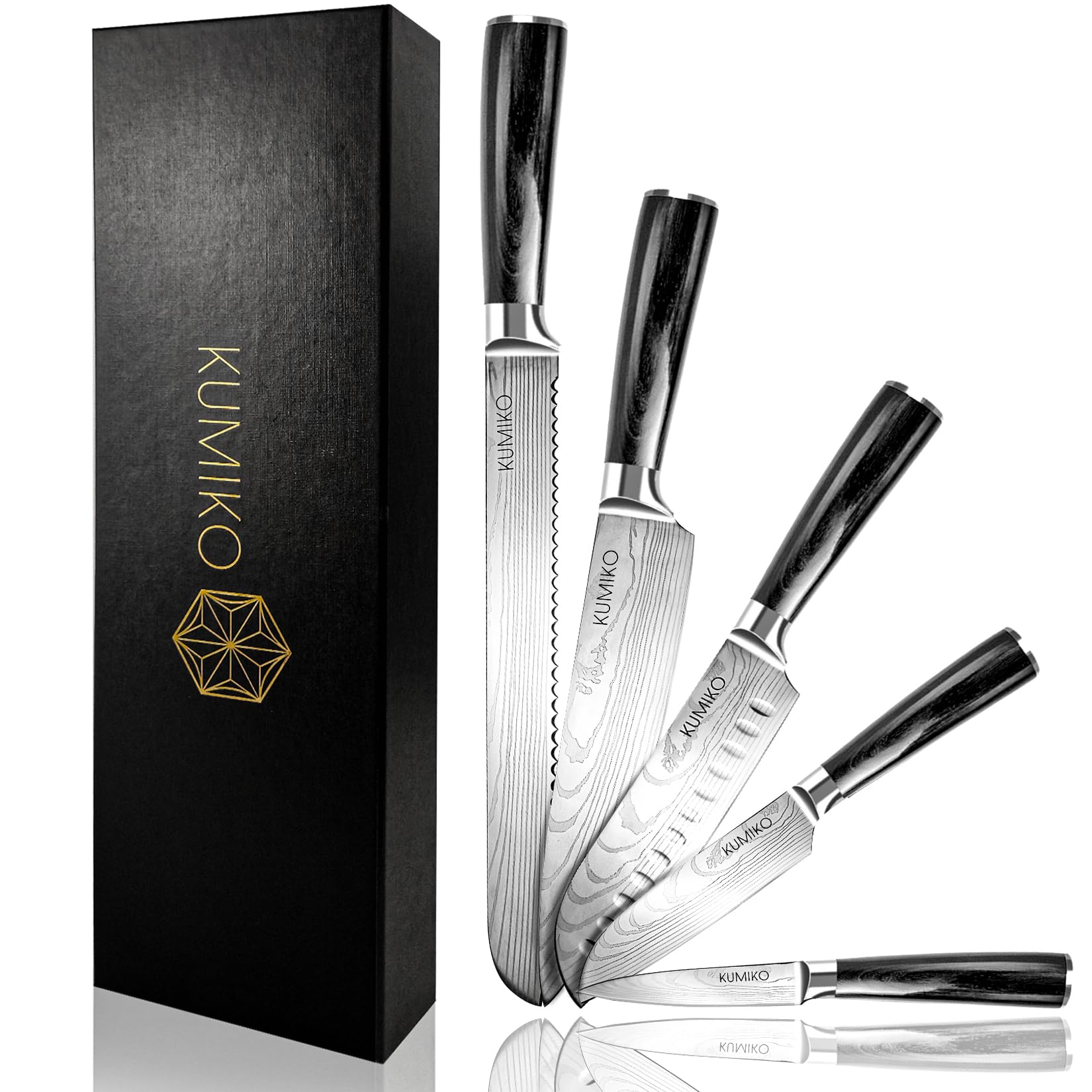 Amazon.com: KUMIKO Kitchen Knife Set Black, Cooking Knife Set ...