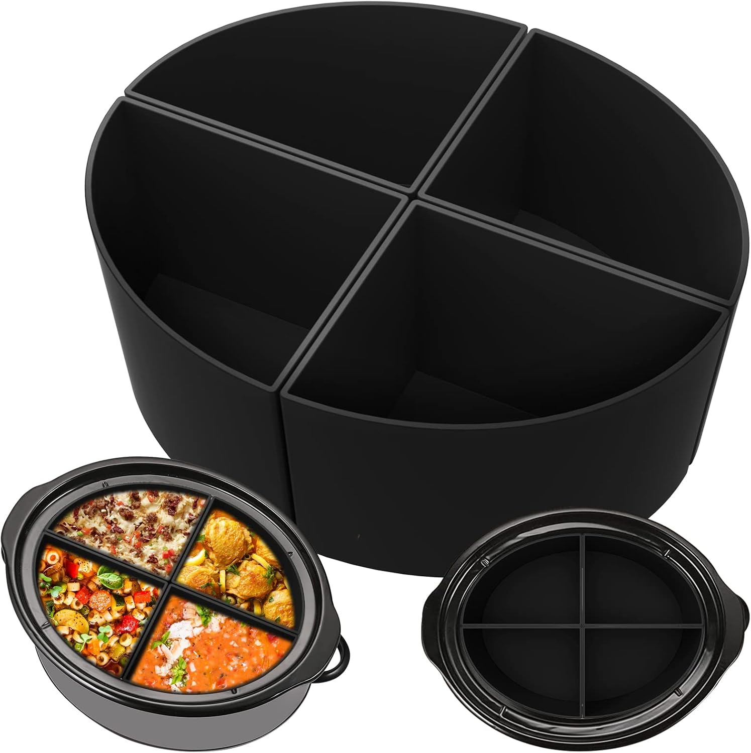 Amazon.com: 4 In 1 Slow Cooker Divider Liner Fit 6 QT Pot, Silicone ...