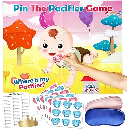 Amazon.com: Pin the Pacifier on the Baby Game - Baby Shower Party ...