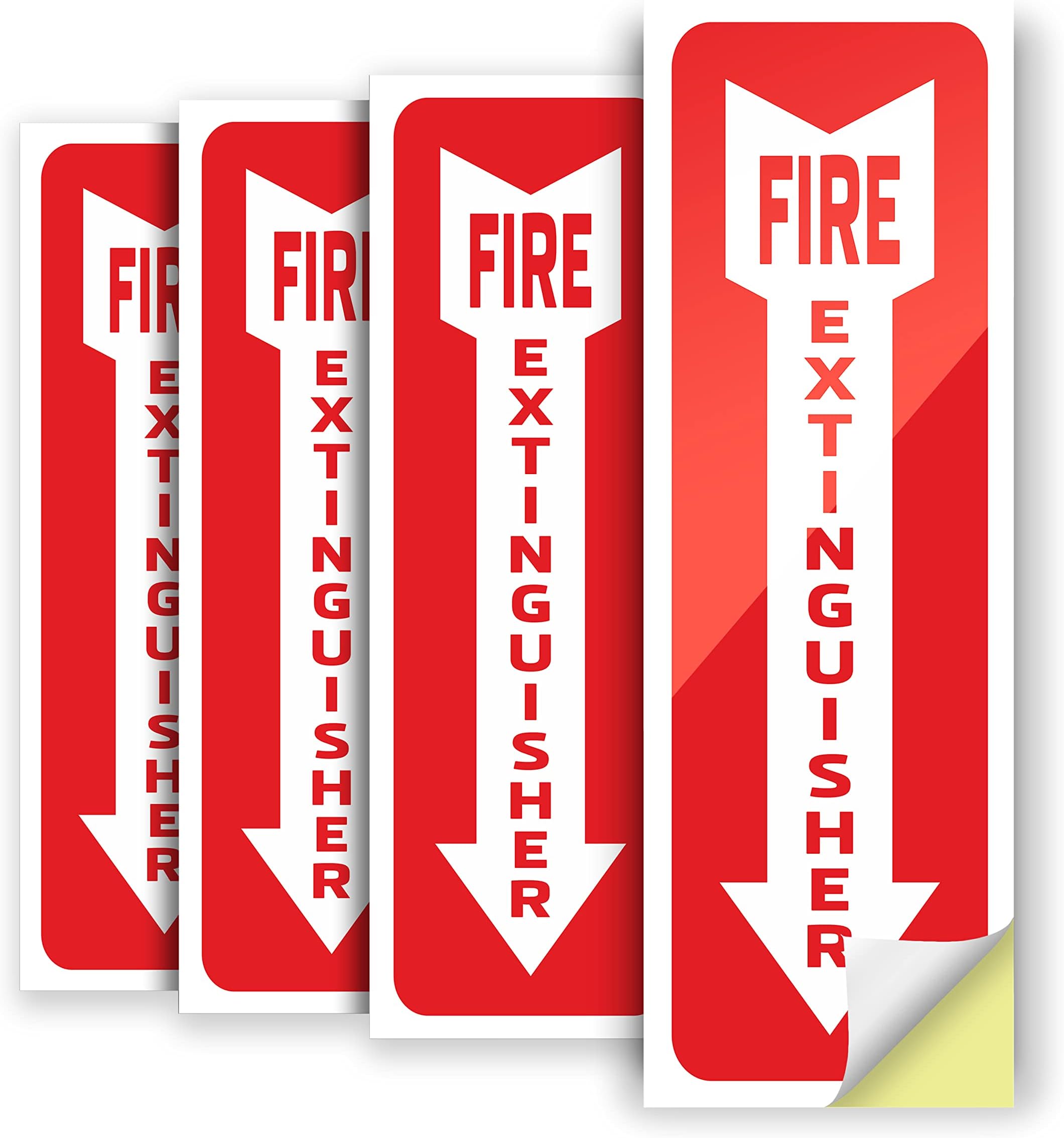 Amazon.com: Set of 4 Fire Extinguisher Signs Stickers – Premium Self ...