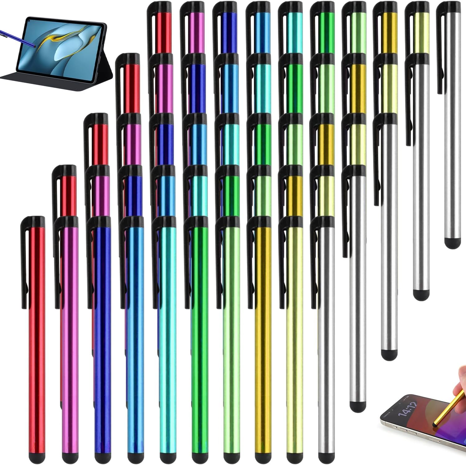 HOIIME 12 Stück Handystifte Touch, 12 Farben Tablet Stift 2 in 1 ...