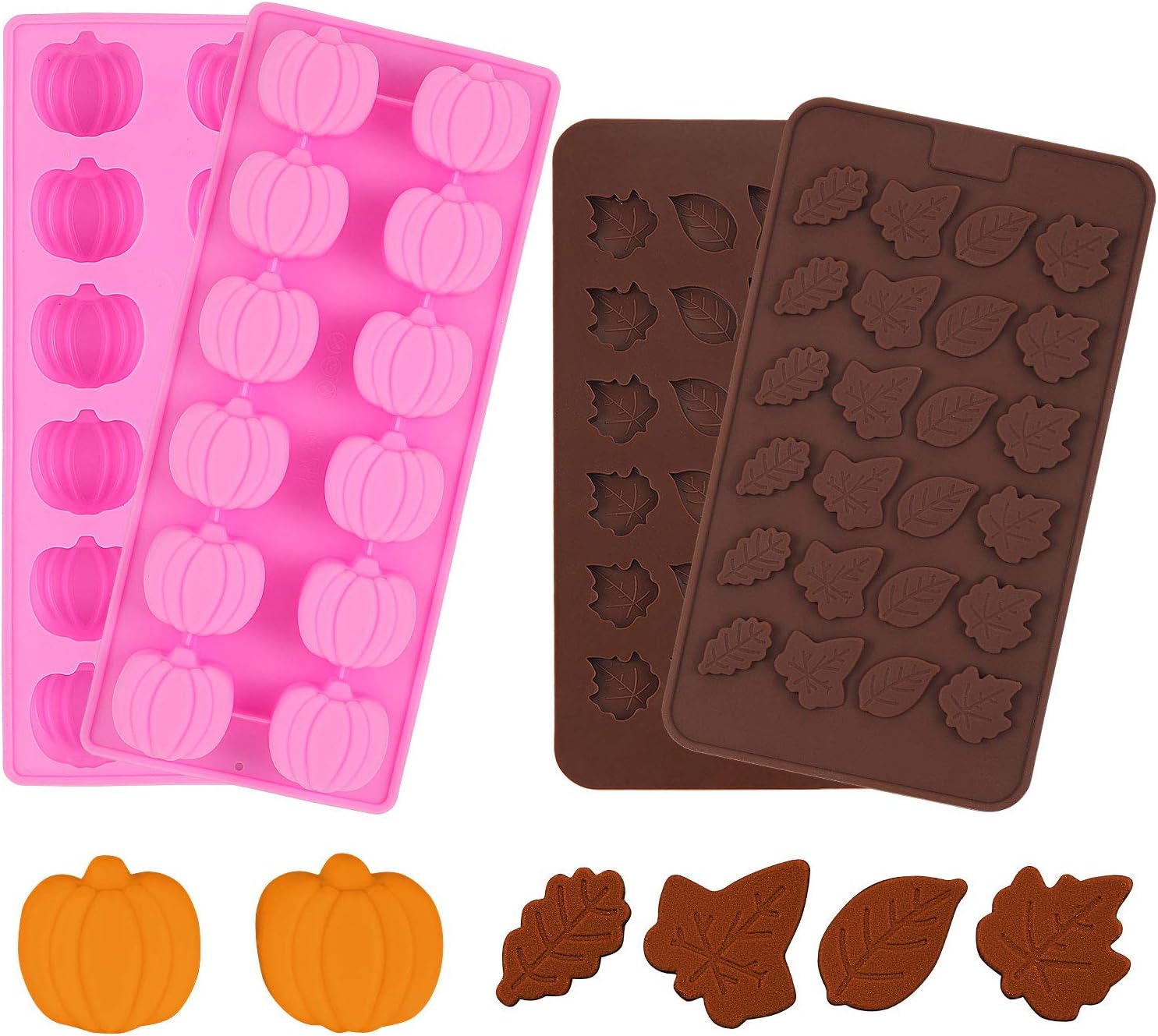 Amazon.com: 4 Pieces 3D Fall Candy Molds Halloween Pumpkin Candy Mold ...