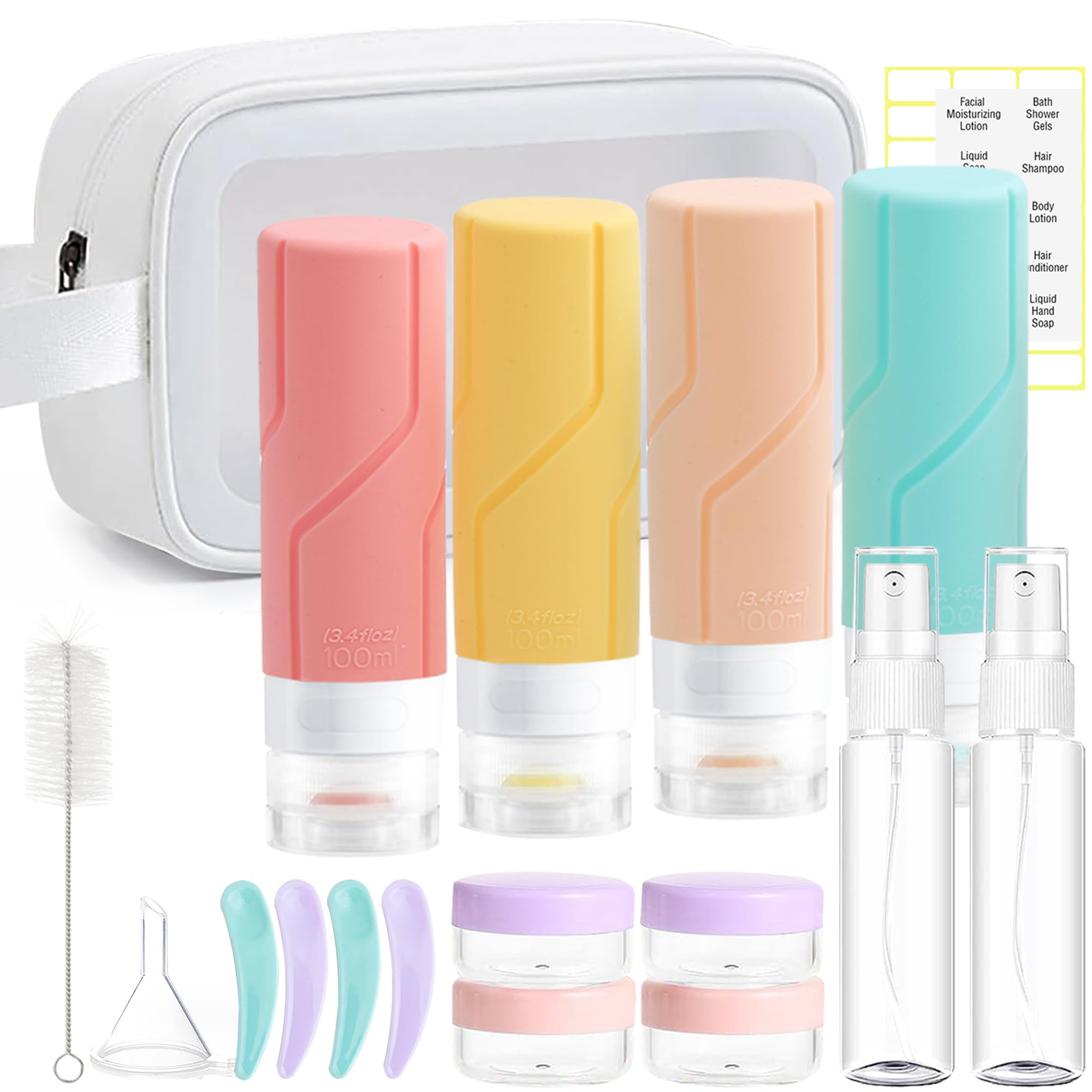 Amazon.com: 18 Pcs Travel Bottles Set for Toiletries Tsa Approved ...