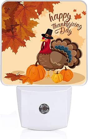 GANTINIR Thanksgiving Turkey Night Light, Plug-into Autumn Maple Leaves ...
