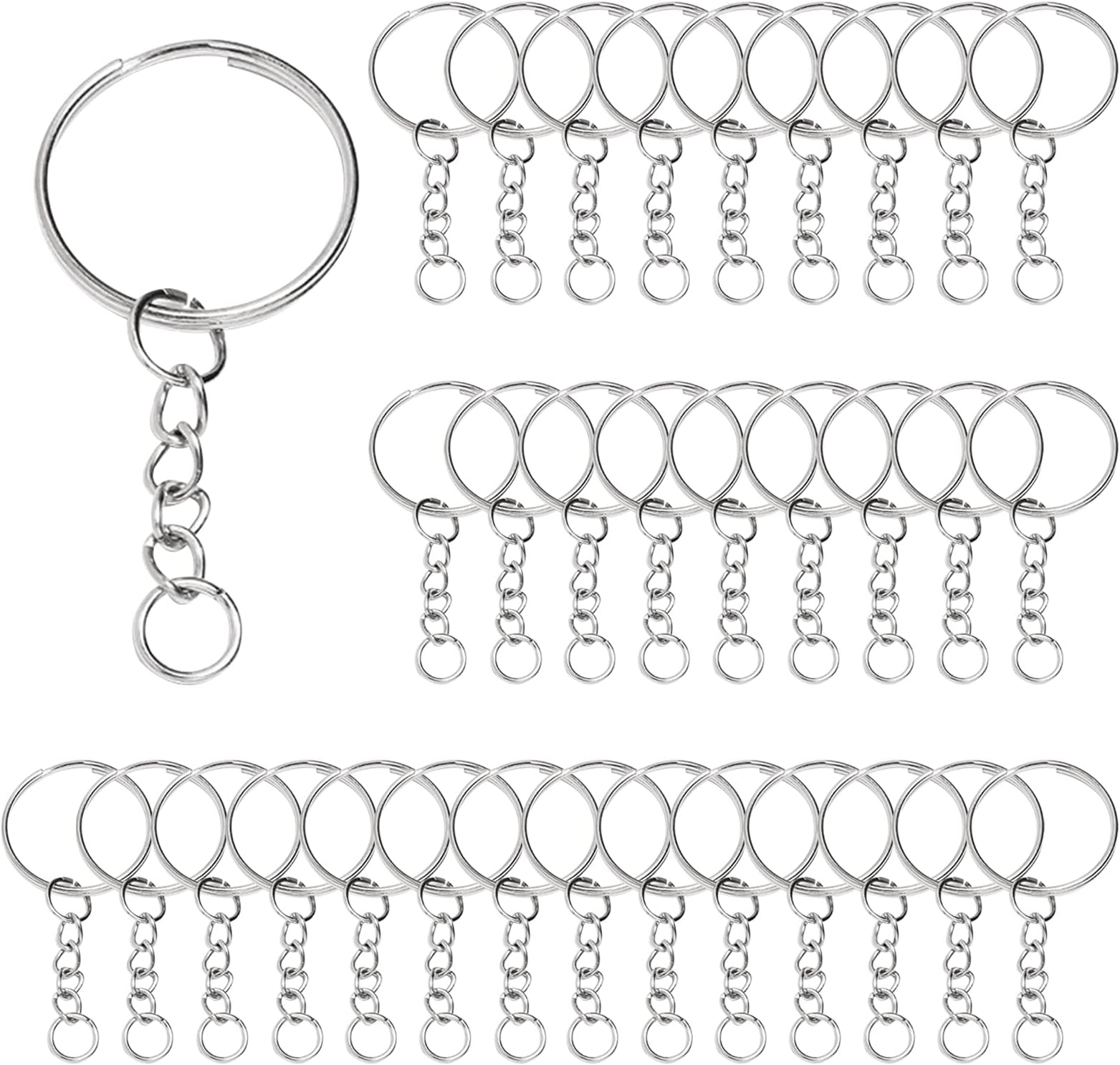 80PCS Key Chain Rings with Chain and 80PCS Open Jump Rings Metal Splits ...
