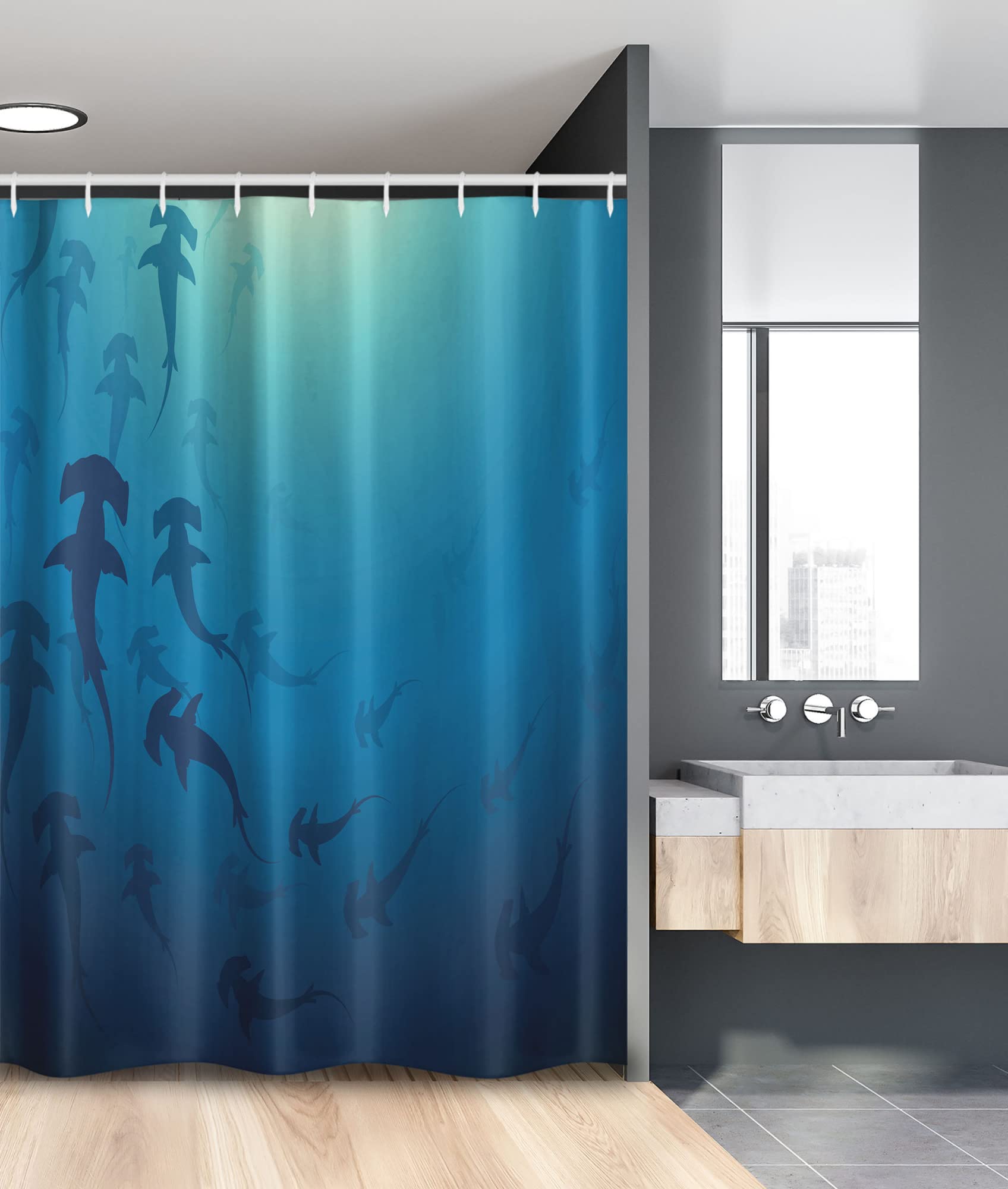 Amazon.com: Ambesonne Sea Animals Stall Shower Curtain, Hammerhead ...