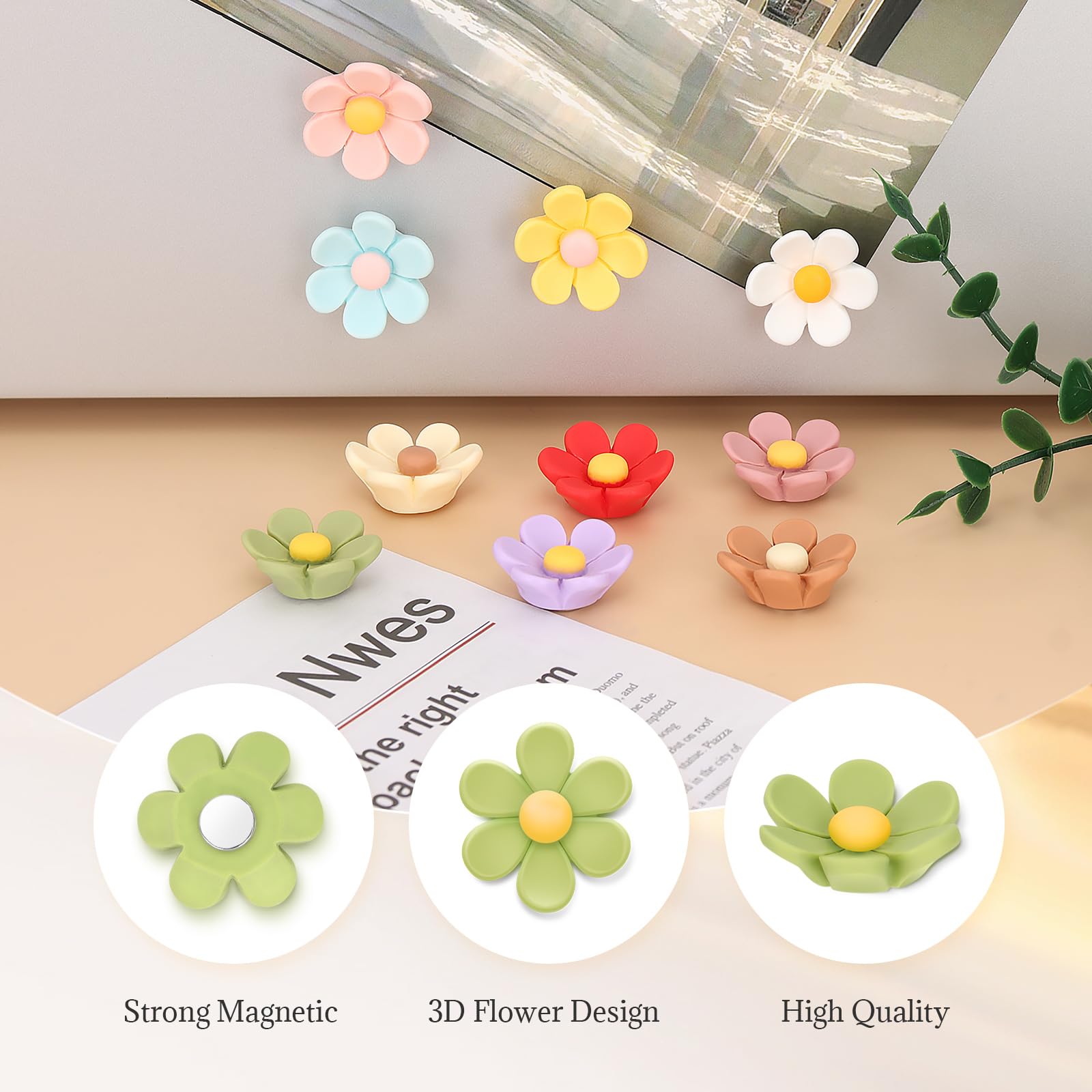 Snapklik.com : 20 Pcs 3D Flower Fridge Magnets, 0.8 Inch Cute Fridge ...