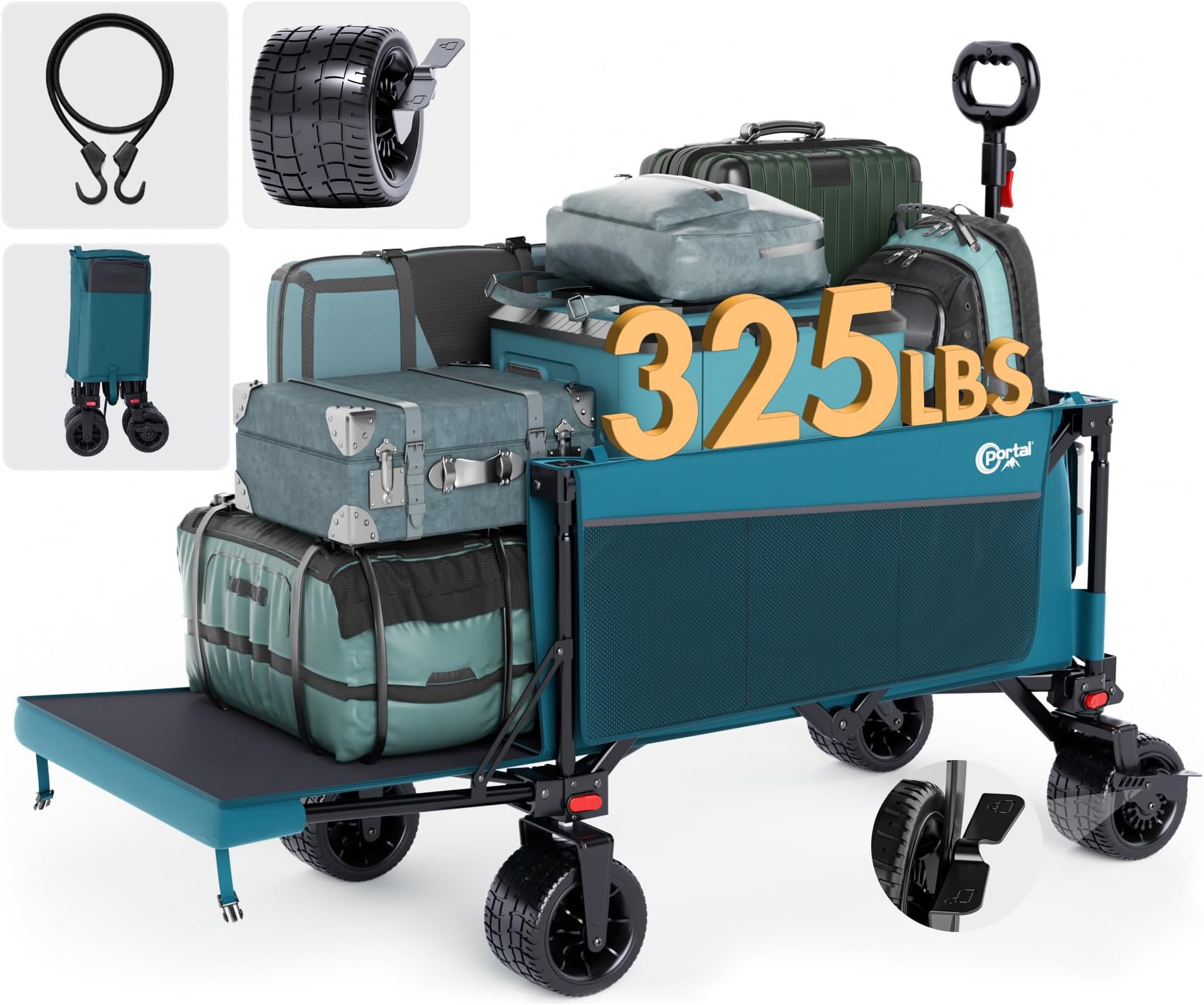 Amazon.com: PYTWGT Collapsible Foldable Wagon Cart with Tailgate,Beach ...
