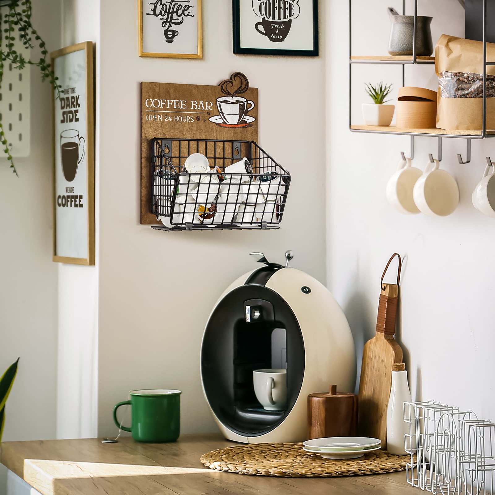 THYGIFTREE Coffee Pod Holder Wall Mount K Cup Storage Organizer for ...