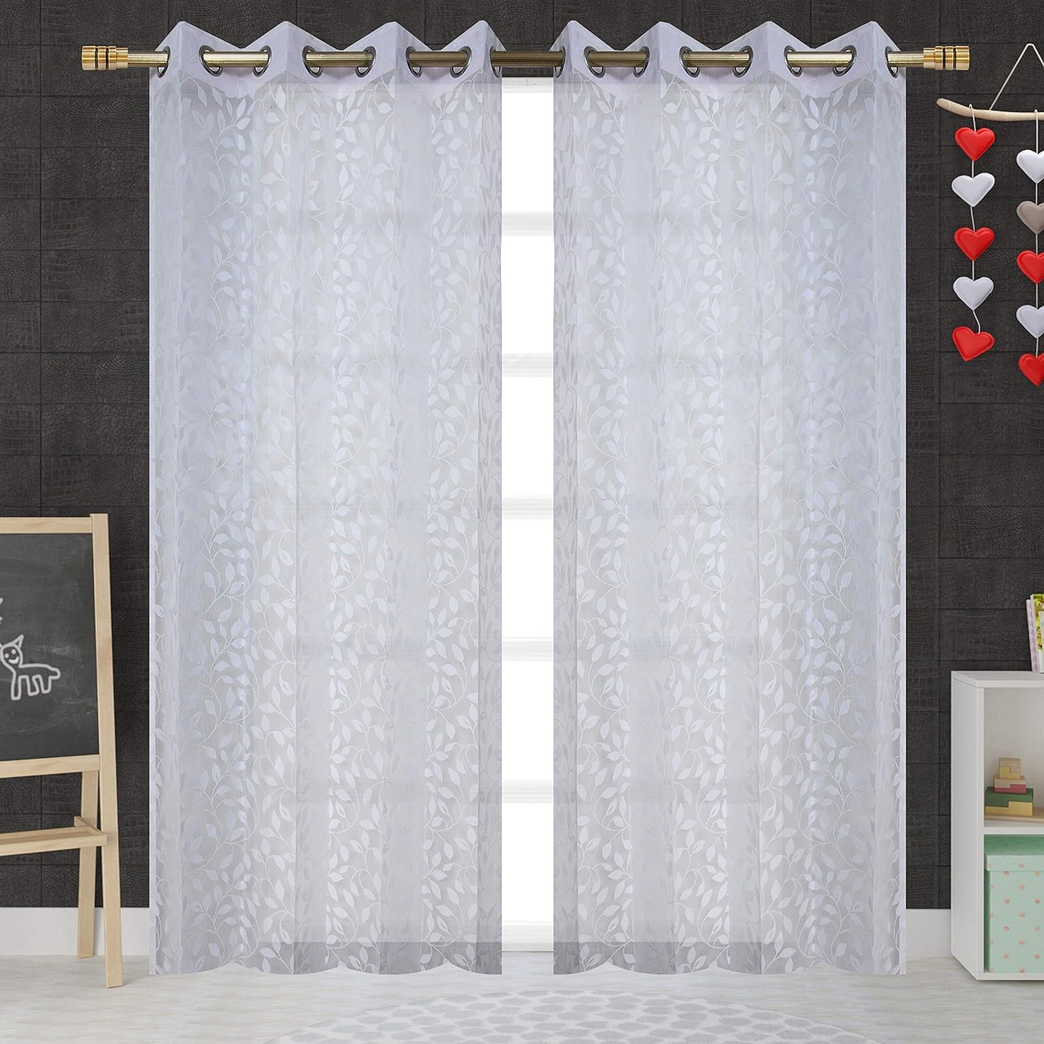 Buy STYLOCASA Polyester Leaf Print Transparent Net Tissue Sheer ...