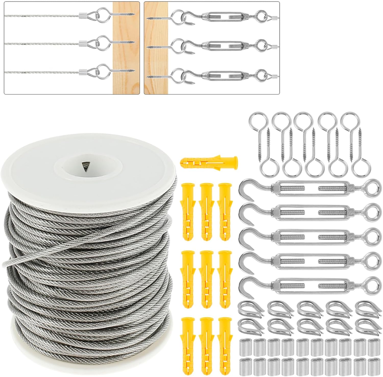 Wire Rope Kit 30M/98FT Stainless Steel 304 Marine Grade Cable Railing ...