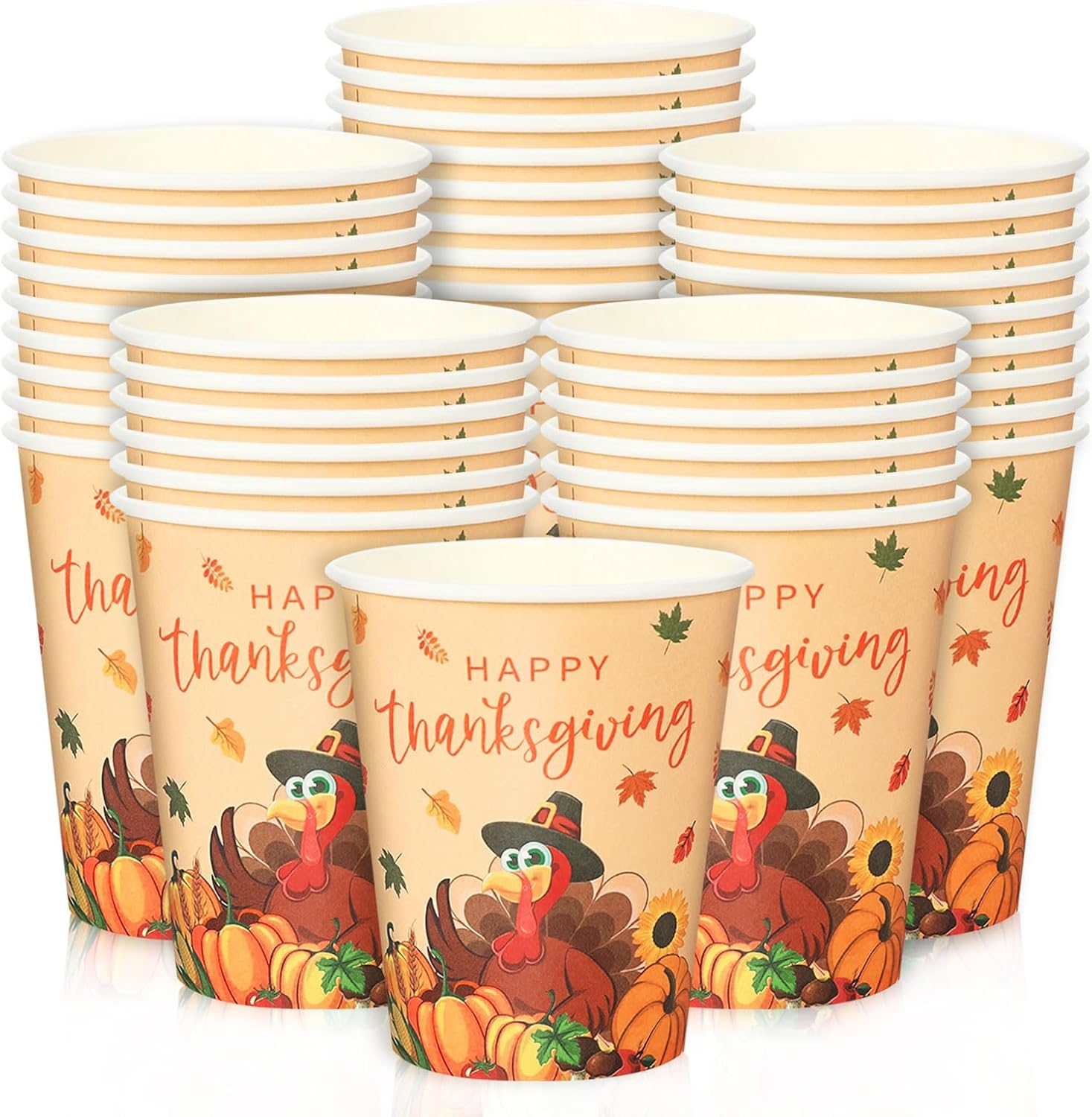Amazon.com: Whaline 100Pcs Happy Thanksgiving Paper Cups Colorful ...