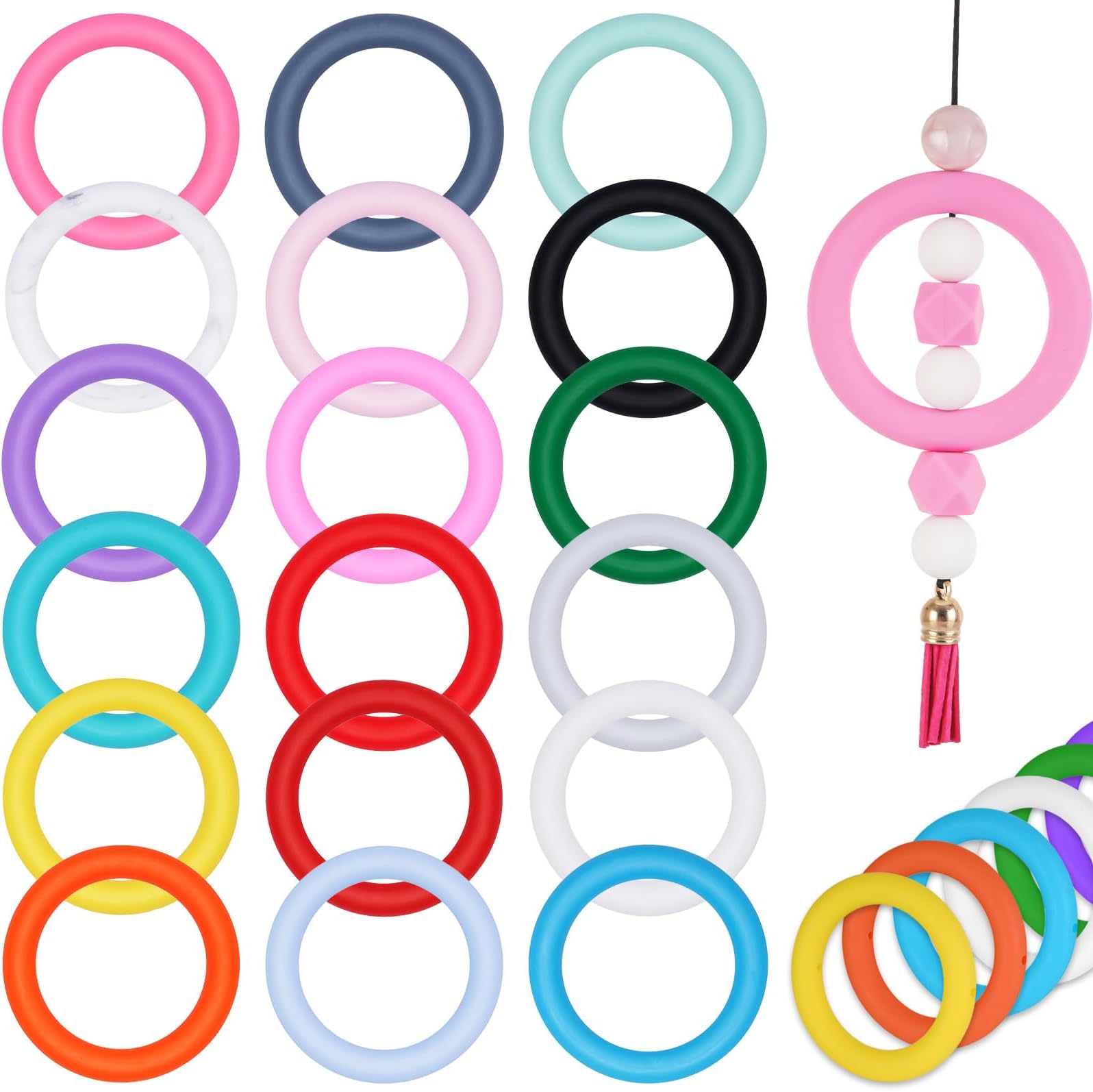 Amazon.com: 16pcs Silicone Beadable O Rings, 65mm Silicone Beads Ring ...