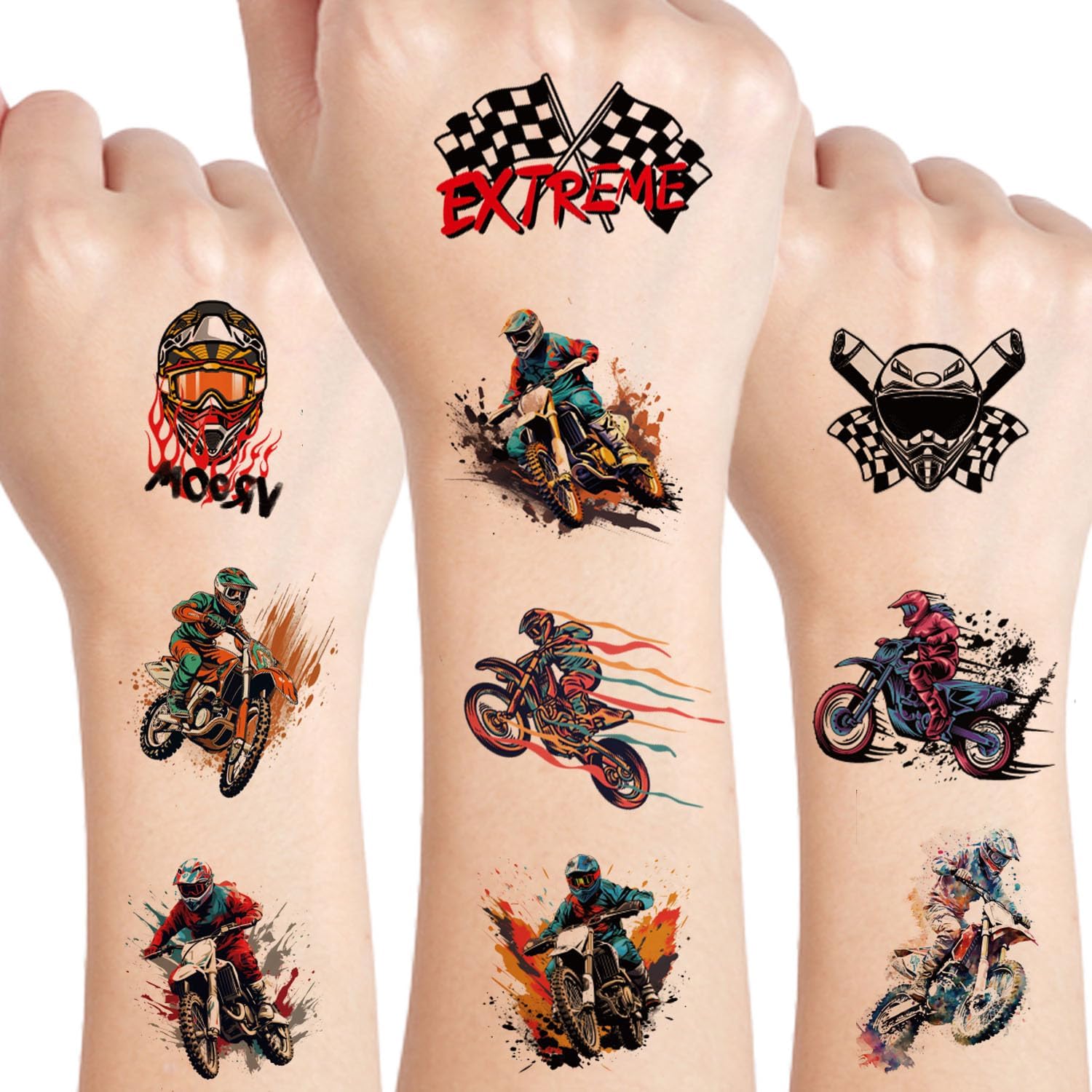 Amazon.com : 106 PCS Dirt Bike Temporary Tattoos Sticker Motocross ...