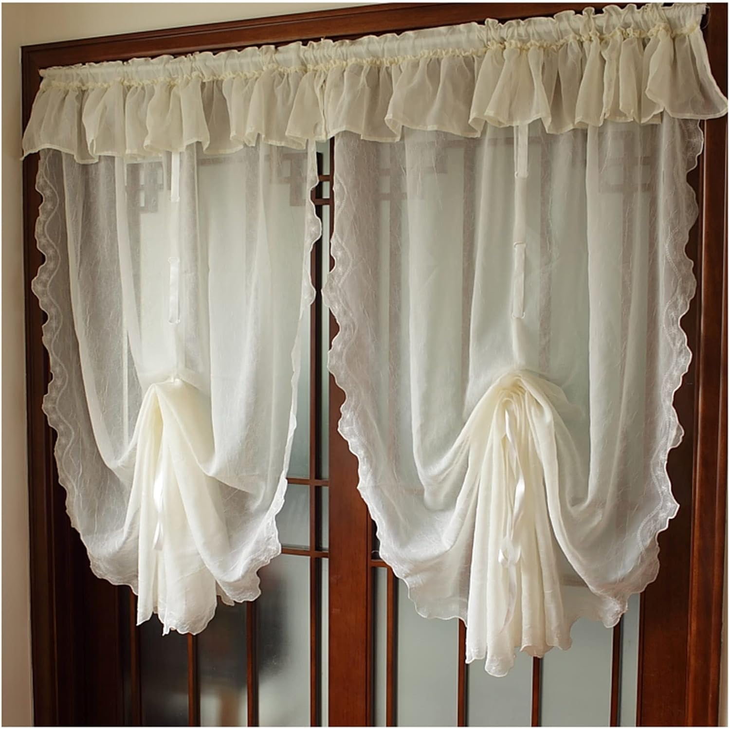 Amazon.com: Solid Colour Balloon Curtains Attached Valance, Semi ...