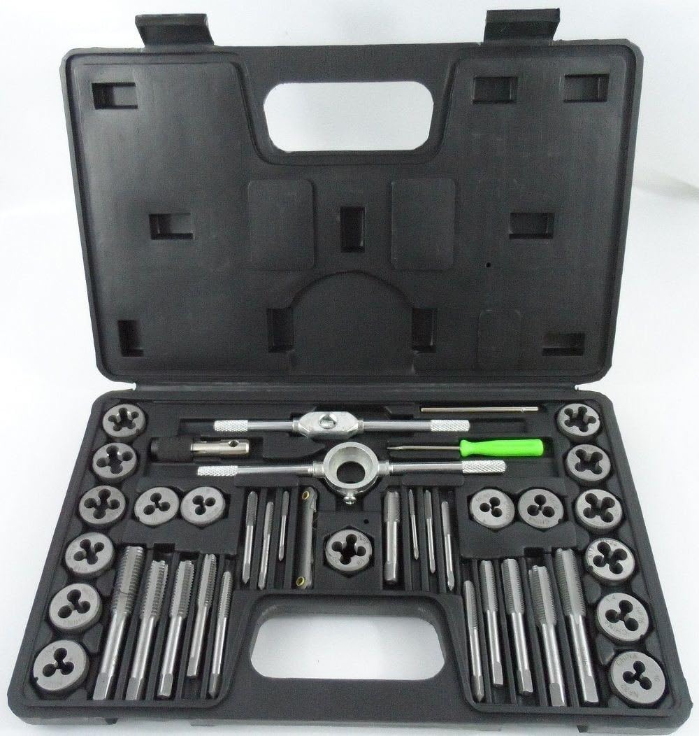 40pc Metric Tap & Die Set w/ Case Screw Extractor Remover Kit Thread ...
