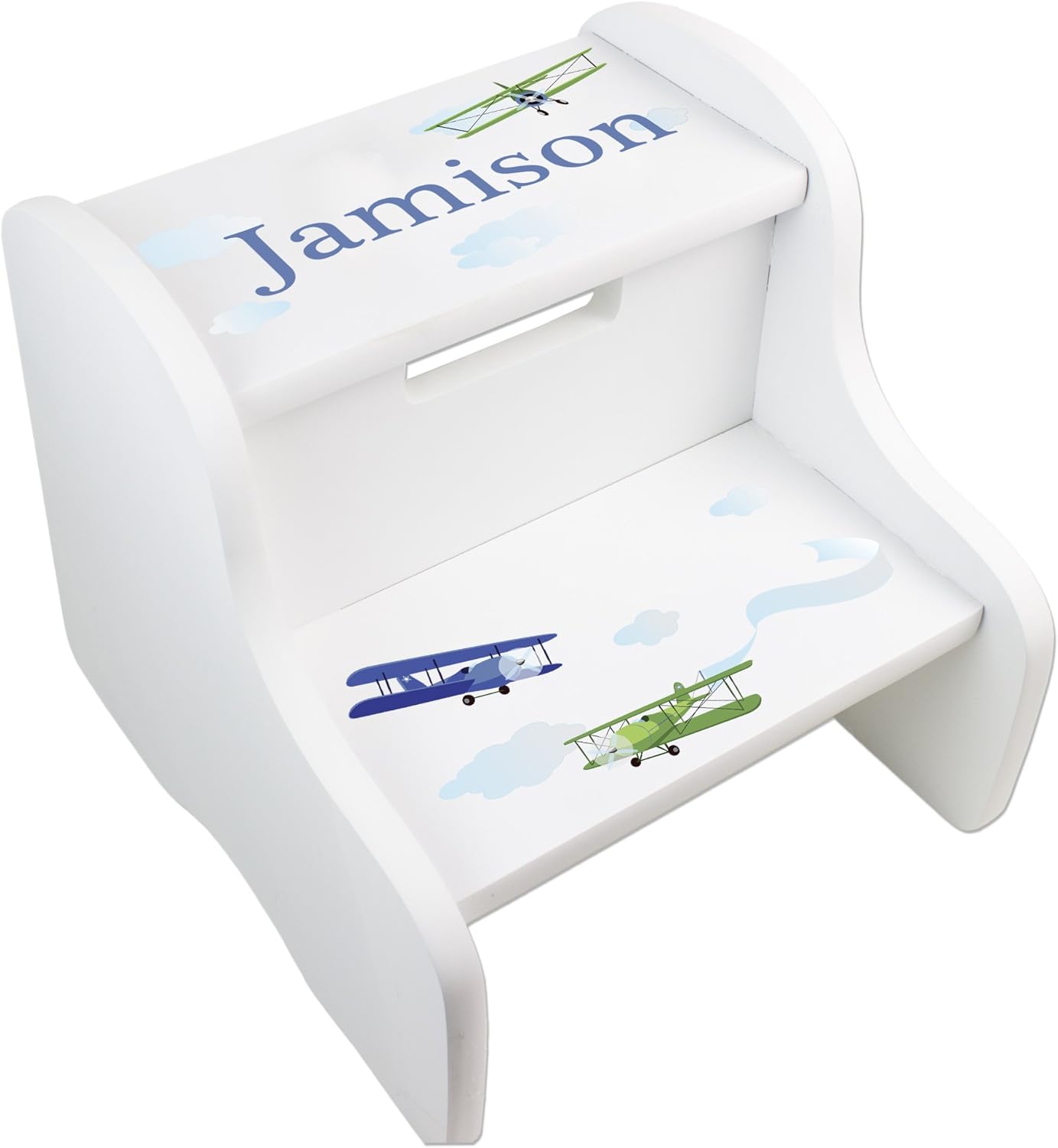 Amazon.com: My Bambino Personalized Boys Airplane White Step Stool ...