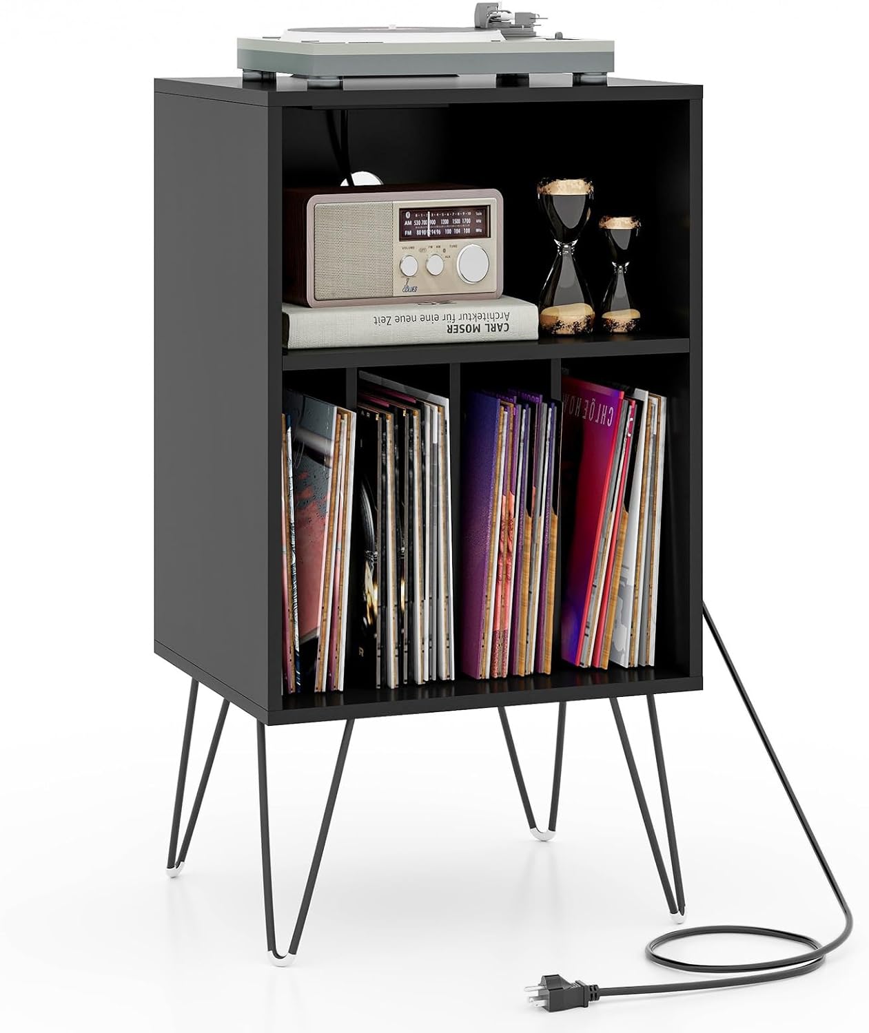 Amazon.com: Giantex Record Player Stand with Charging Station ...