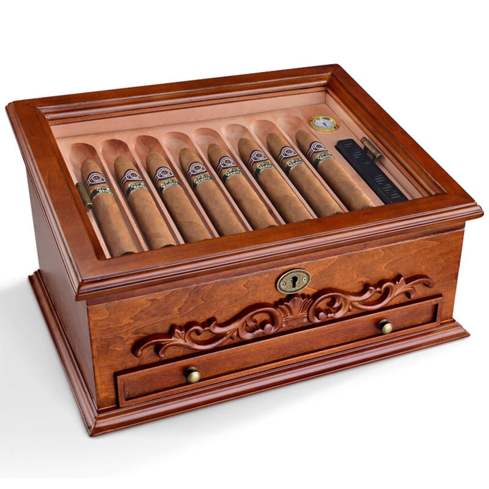 Buy Humidor Cigar Box Cigar humidor Cigar Display Cabinet, Glass Top ...
