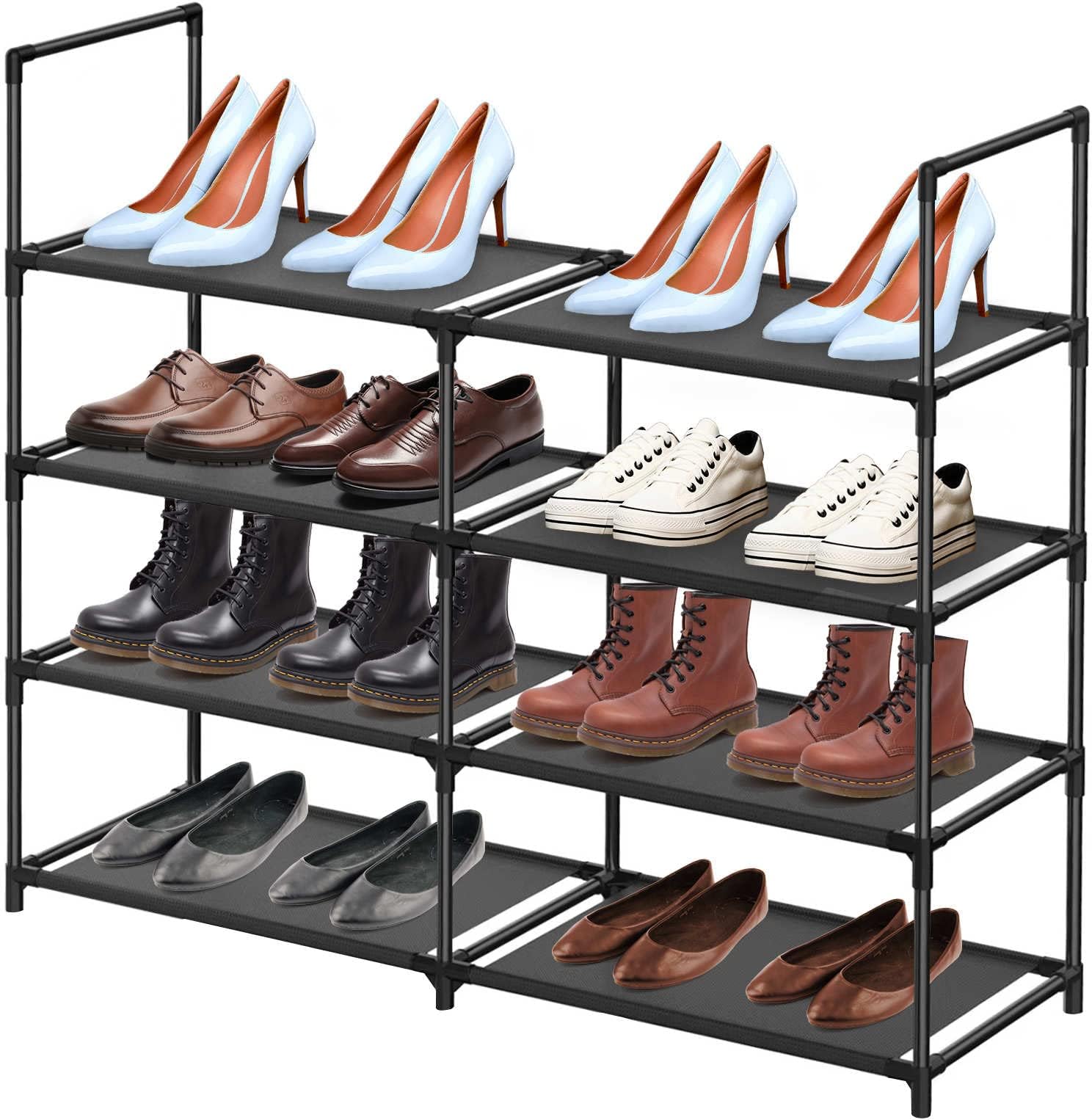 Amazon.com: SmartYeen 4-Tier Shoe Rack,16 Pairs Shoe Shelf Storage ...
