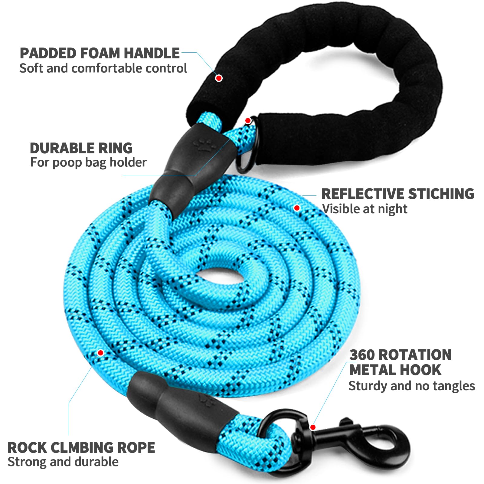 Snapklik.com : COOYOO Dog Leash 5/6 FT