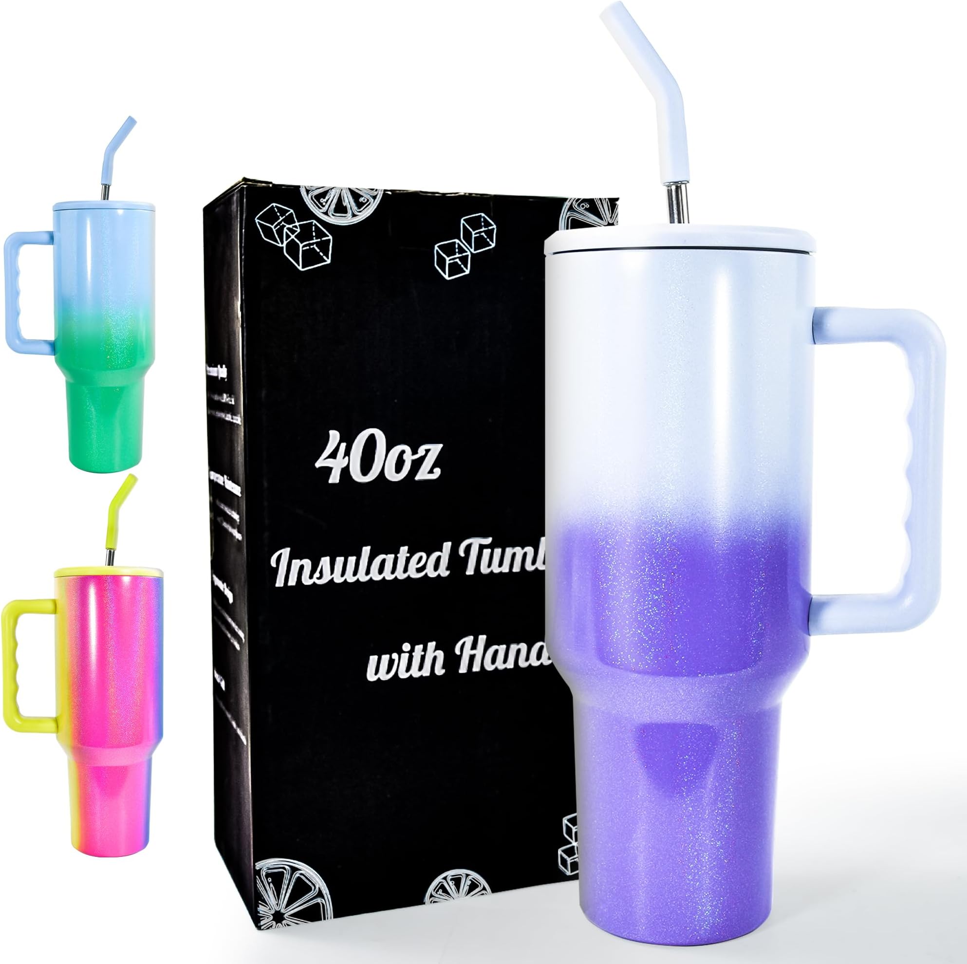 AGH life 40 oz Thermal Mug with Straw and Handle, Double-Walled ...