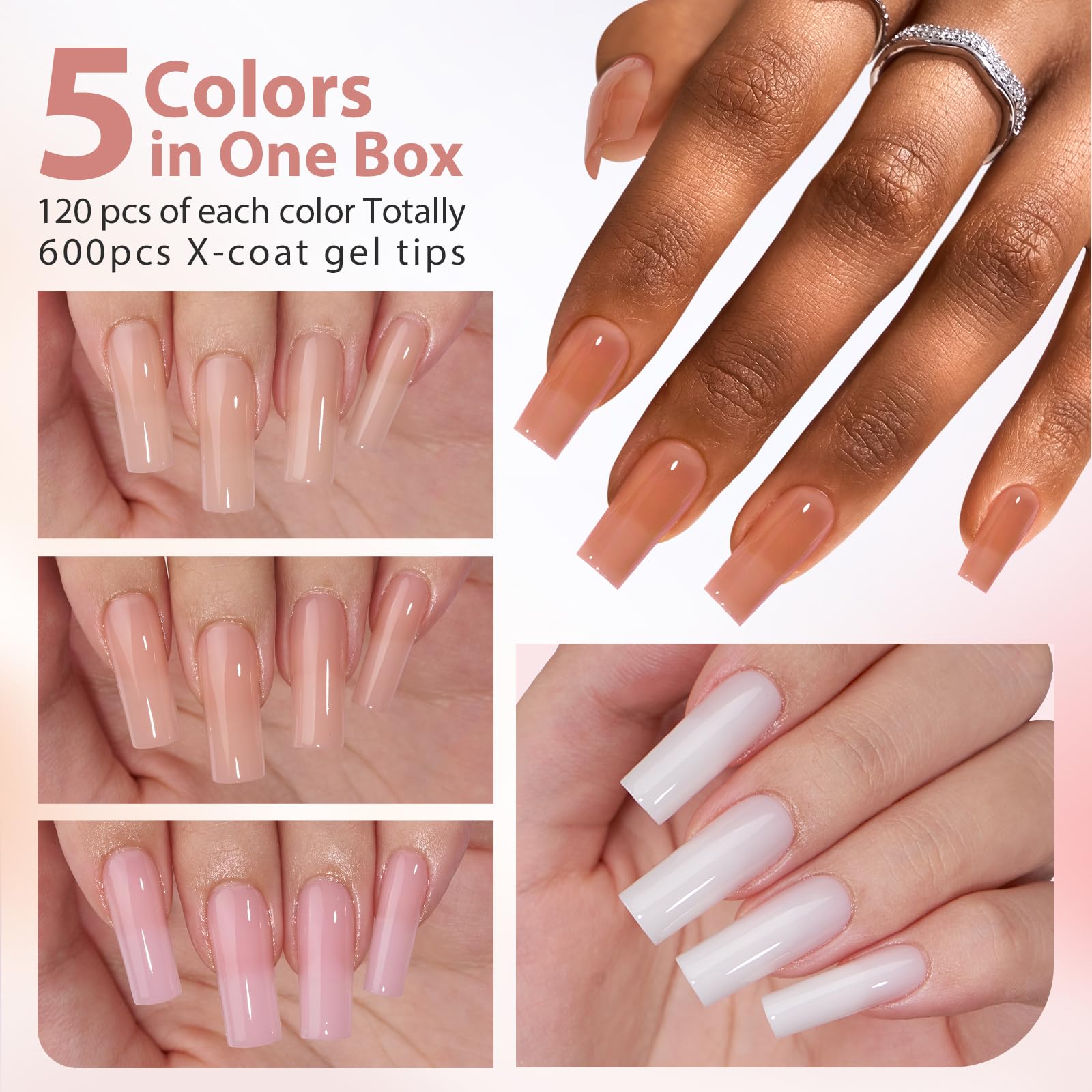 Snapklik.com : Gel Nail Tips Long Square - BTArtbox Press On Nails ...
