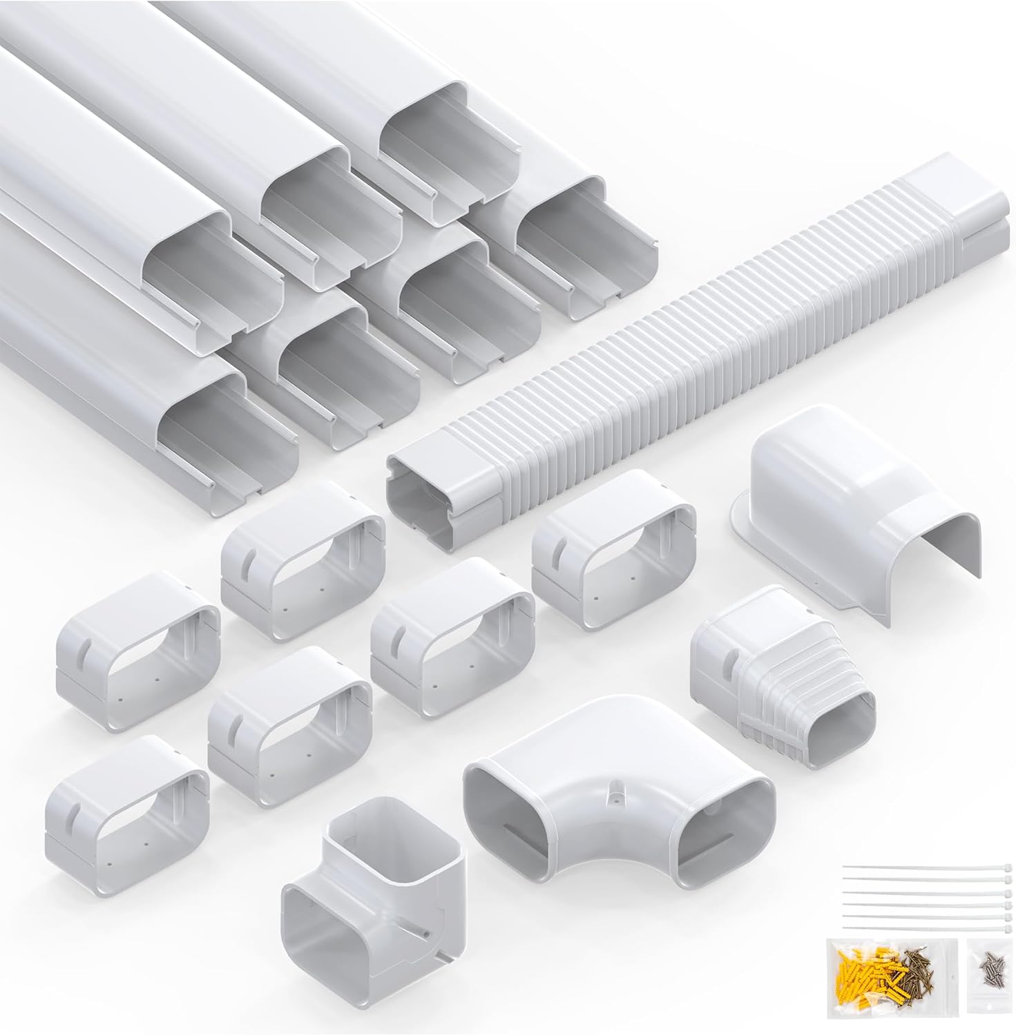 Flamorrow Decorative PVC Line Set Cover Kit, 3" 25 Ft Line Cover Kit ...