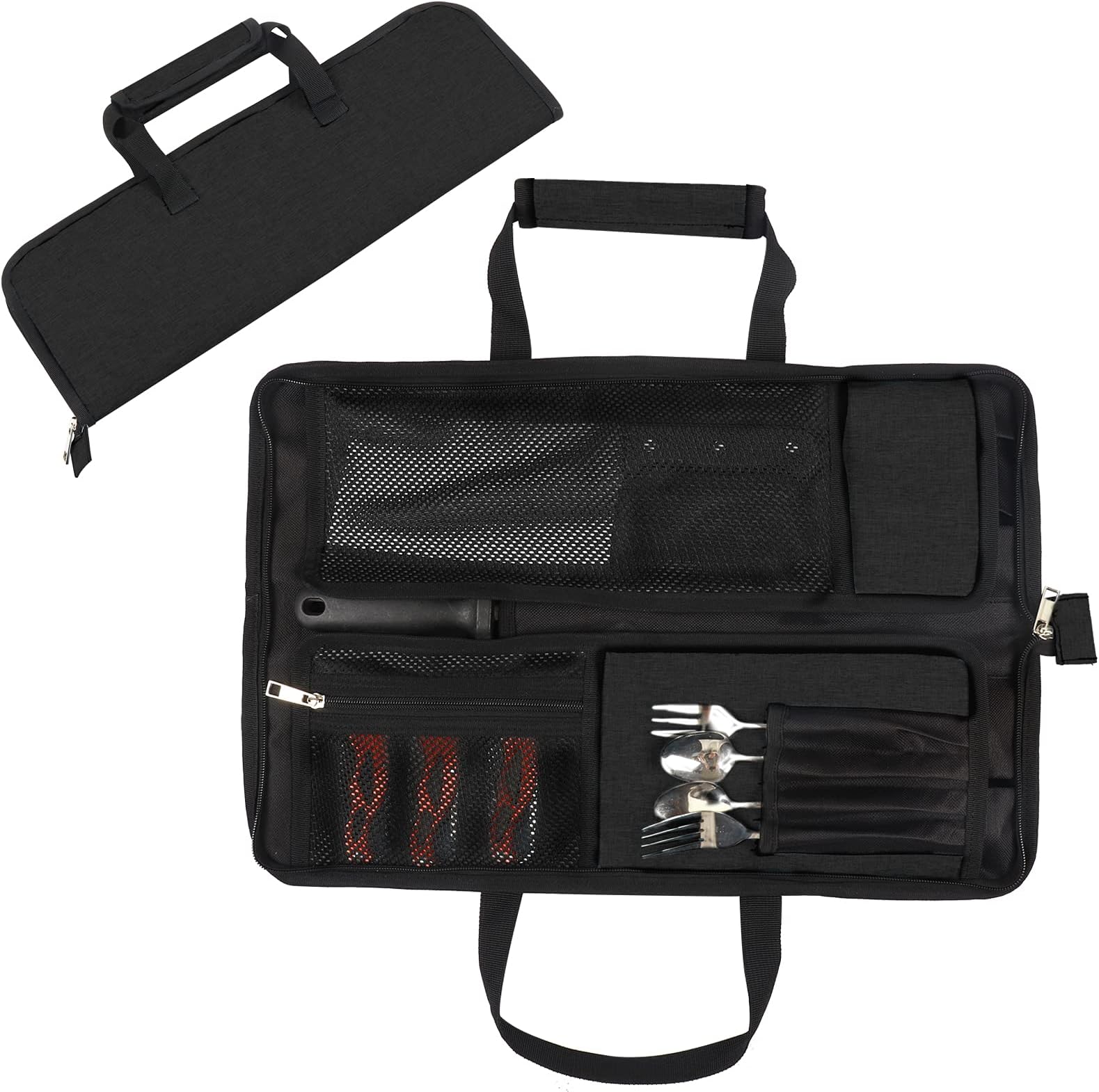 Chef Knife Roll Bag, Heavy Duty Waxed Canvas Chef Knife Bag, Portable ...