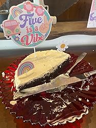 Amazon.com: Sinasasspel Five is a Vibe 5th Birthday Party Decorations Groovy Banner Cake Toppers ...