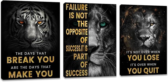 Amazon.com: Inspirational Motivational Posters - Framed Canvas Art Set ...