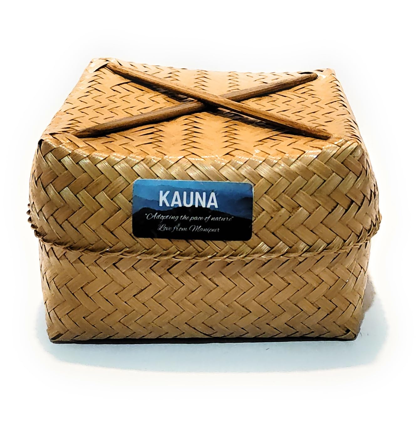 KAUNA Bamboo Storage Basket With Lid/Shelf Baskets/Jewellery Organizer ...