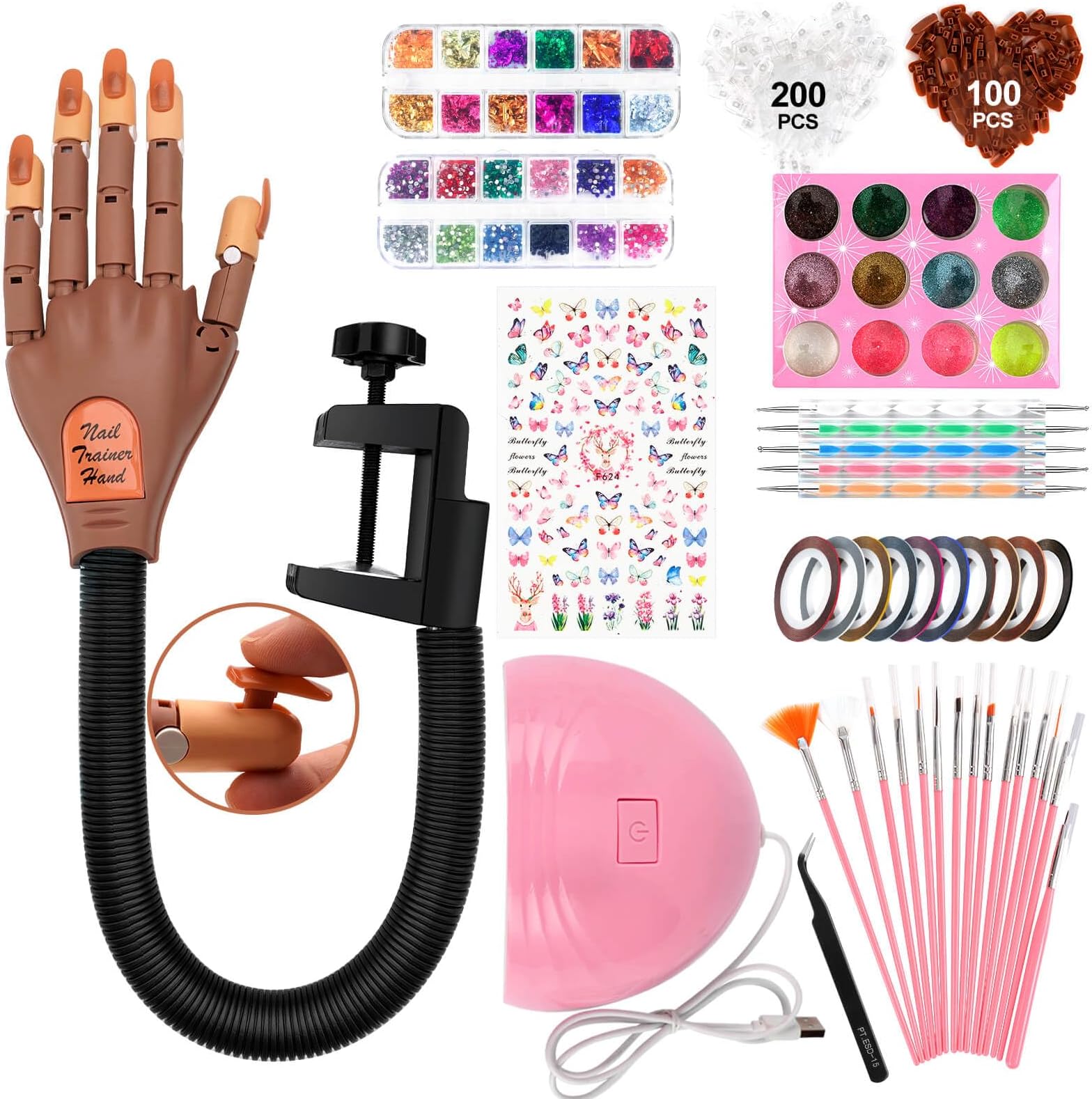 Amazon.com: Gasgimos 2000+ Pcs Practice Hand for Acrylic Nails Kit ...