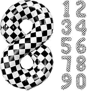 Amazon.com: 40 Inch Checkered Number Balloon, Aluminum Foil ...