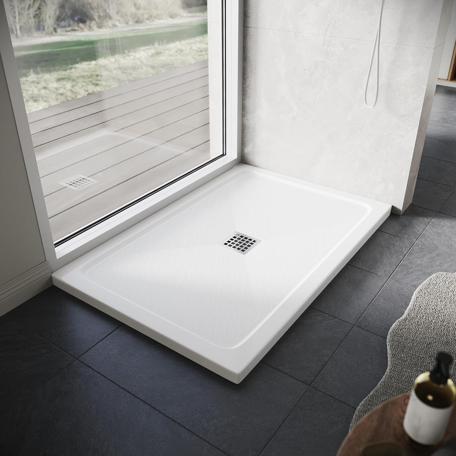 ELEGANT SMC Shower Tray 1200 x 900 x 40 mm Rectangle White Durable ...