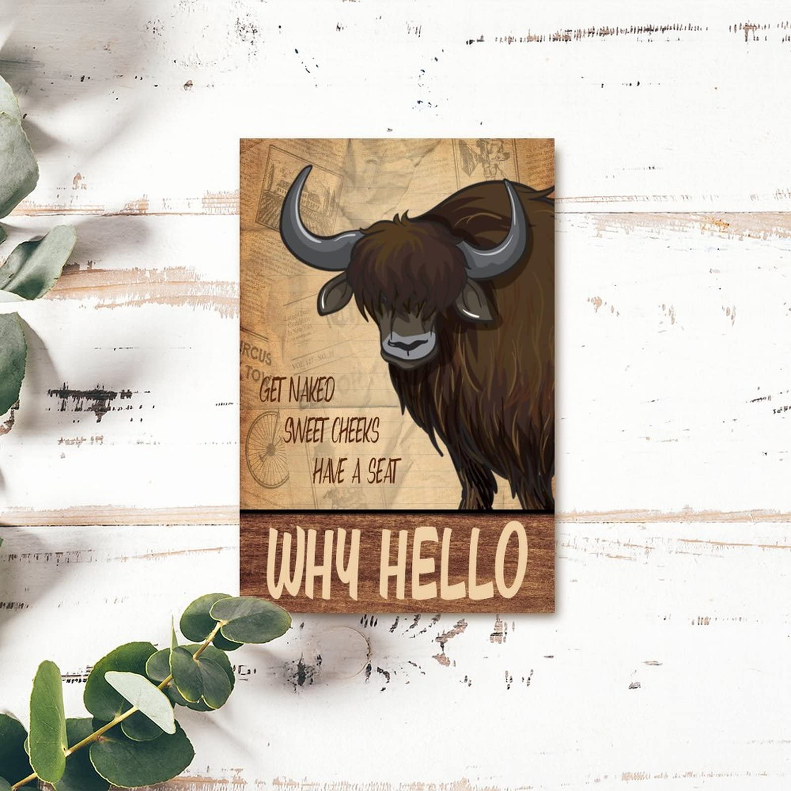 Yak Quotes C04 GENYS Farmhouse Highland Cow Decor Wall Art Farm Cow