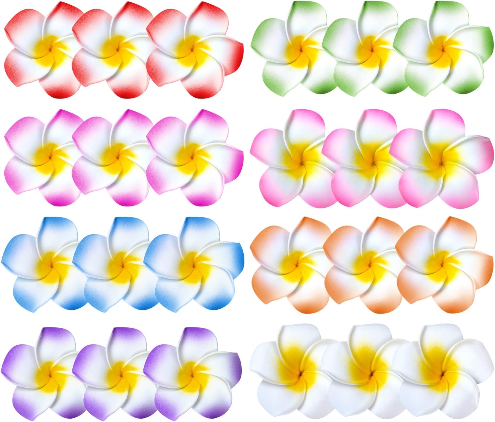 Amazon.com : 24 Pack Hawaiian Flower Hair Clips, 2.5 Inch Plumeria Foam ...