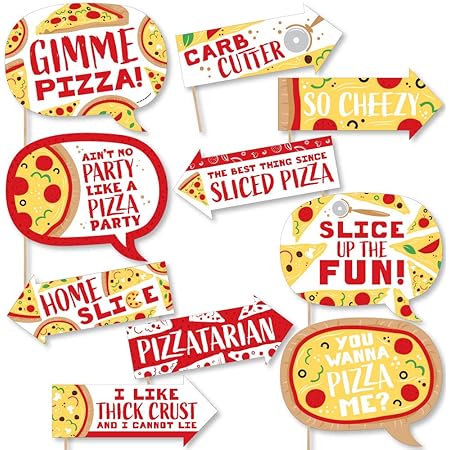 Amazon.com: Pizza Party Photo Booth Props - Pizza Party Decorations ...