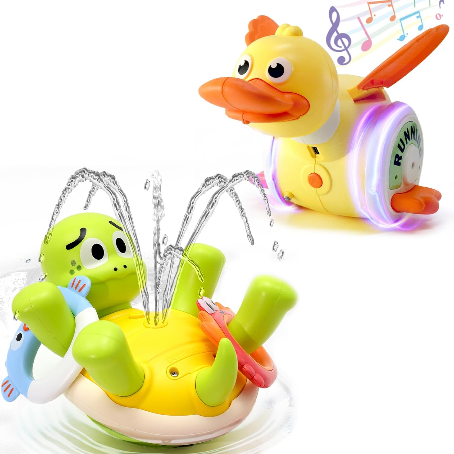 Amazon.com: Rechargeable Turtle Bath Toy Sprinkler for Kids & Duck Toys ...