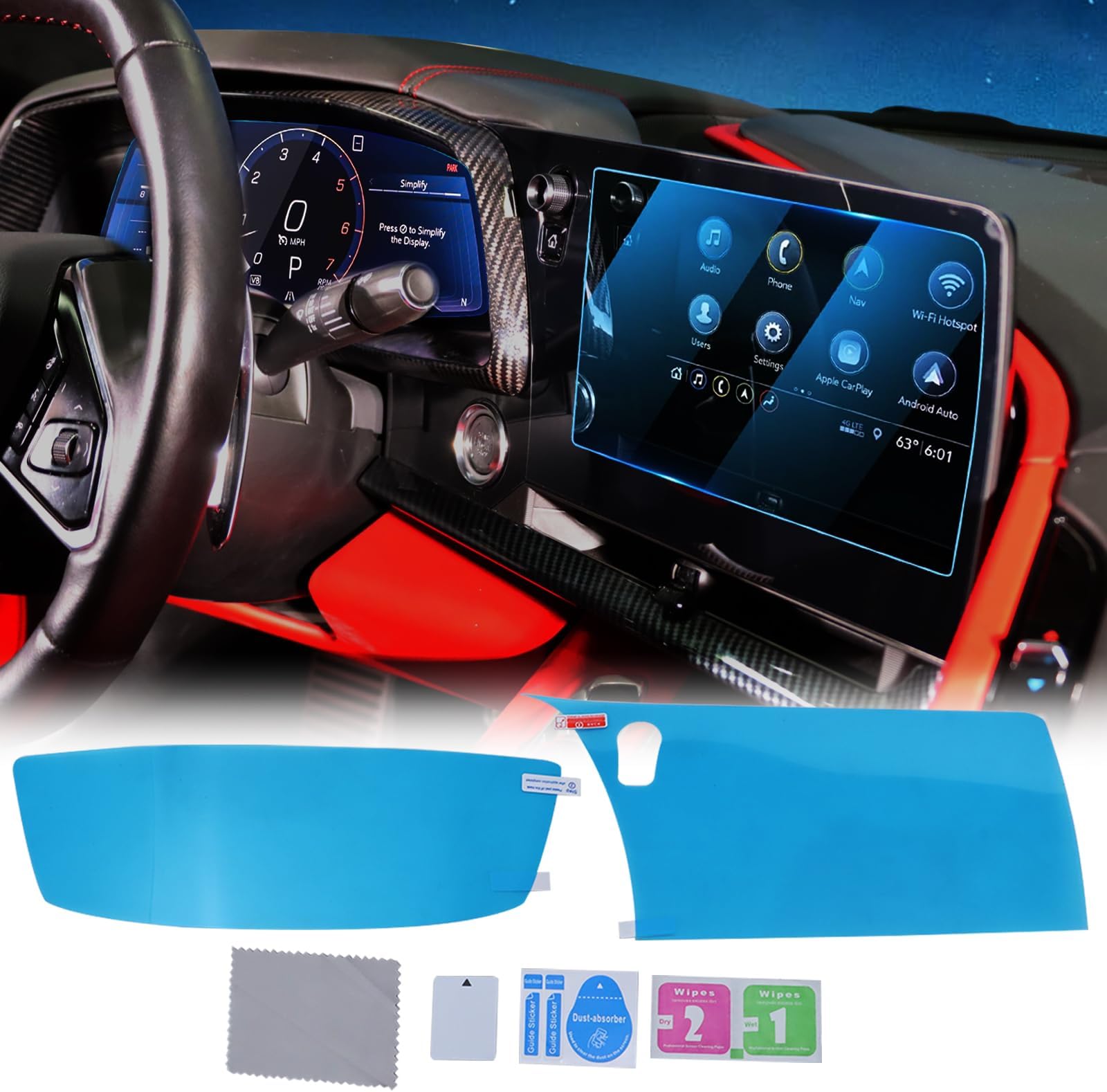 Amazon.com: etesan Screen Protector fit for 2020-2025 C8 Corvette Chevy ...