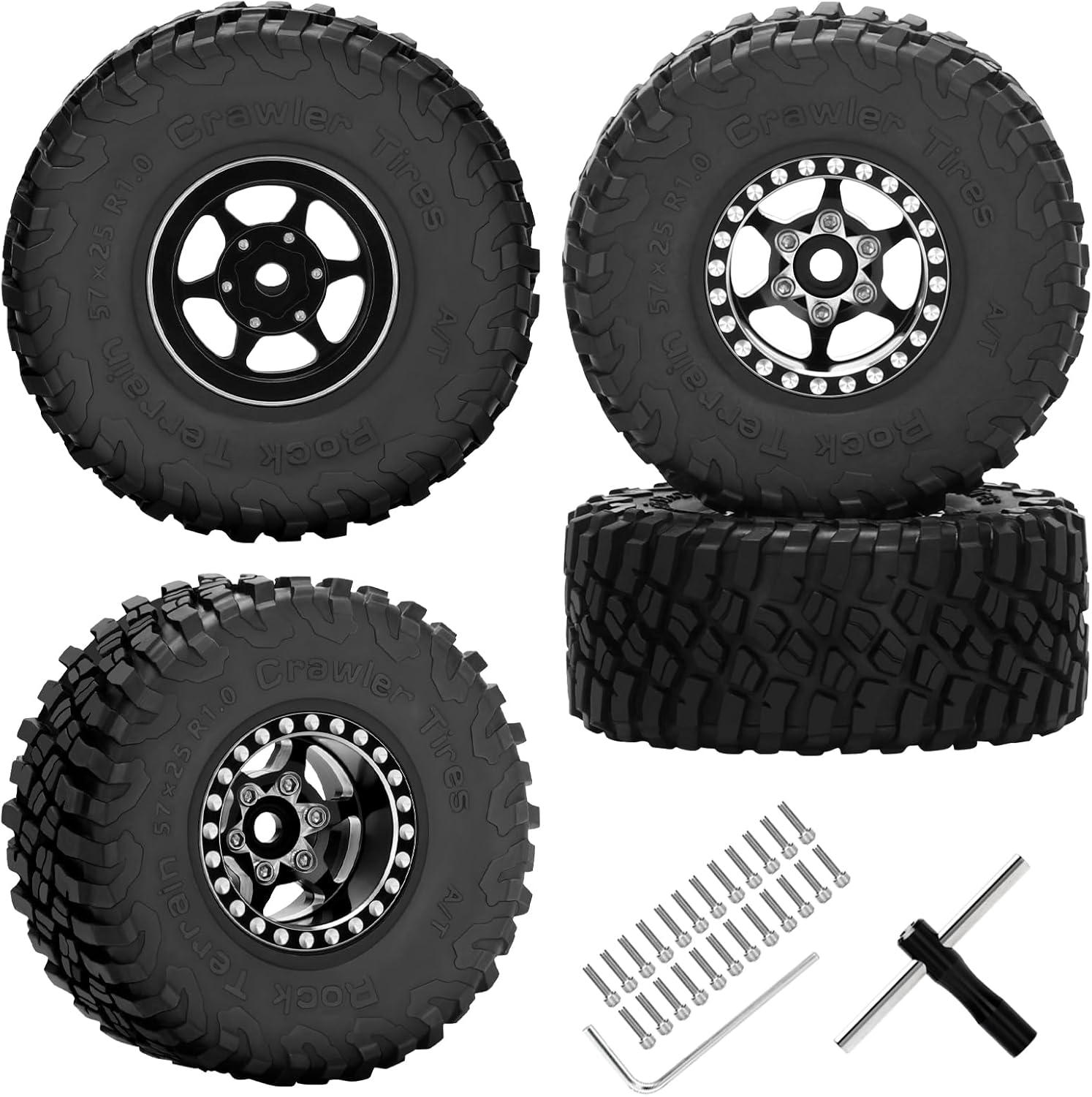 Amazon.com: daitoku 1.0in Beadlock RC Truck Wheels and Tires Set - Lightweight Aluminum Alloy RC ...