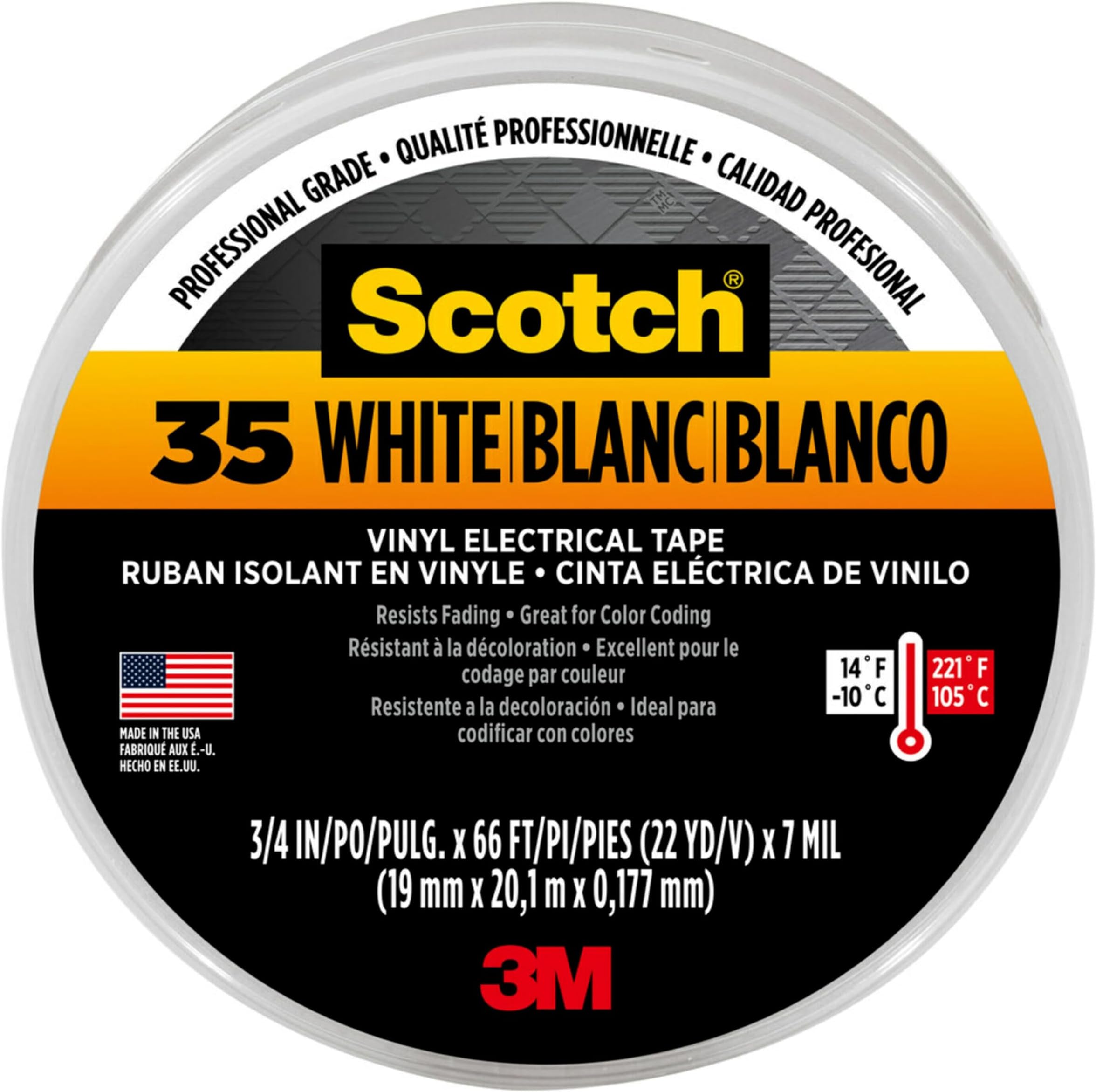 Amazon.com: 3M 10828 Scotch 35 Vinyl Electrical Color Coding Tape, 3/4 ...