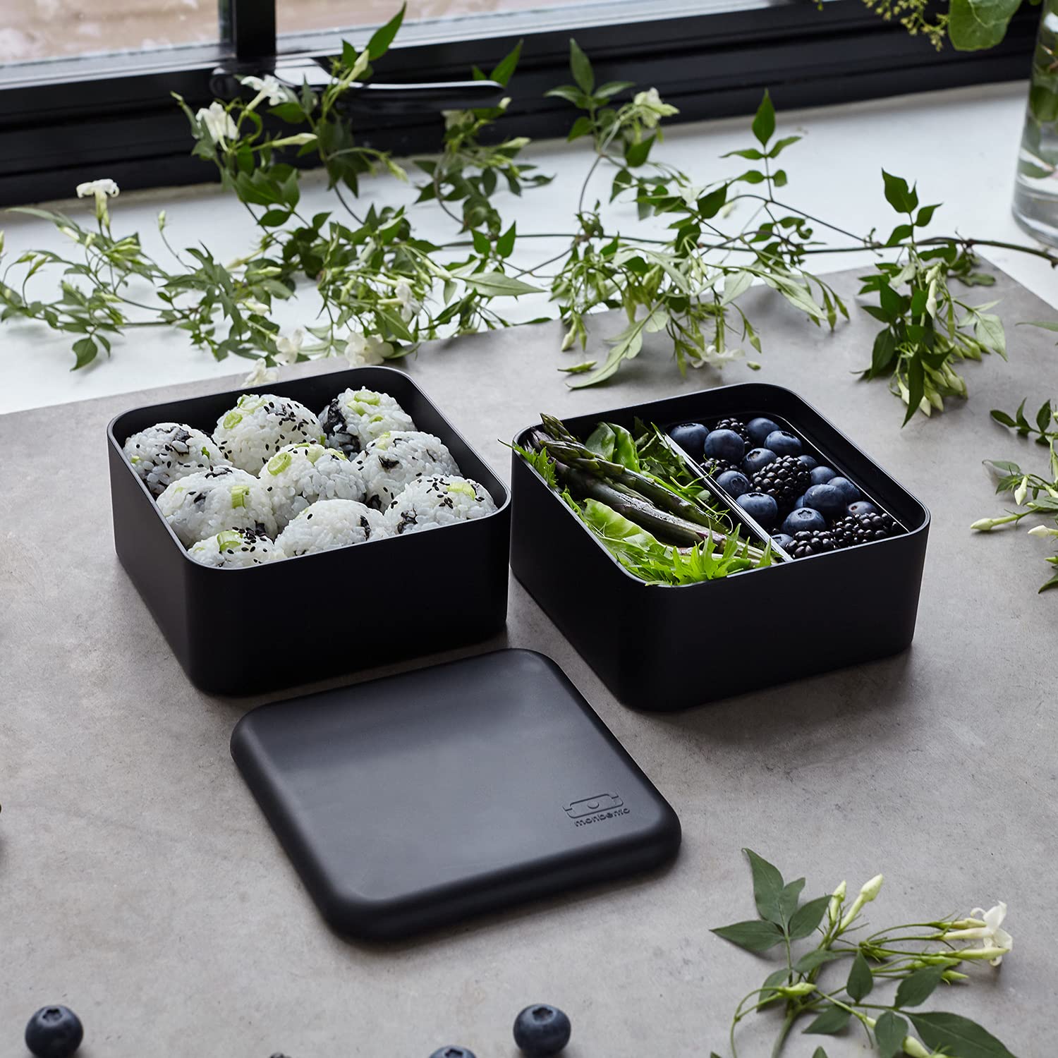 Buy MONBENTO - Large Bento Box MB Square Onyx with Compartments Made in ...
