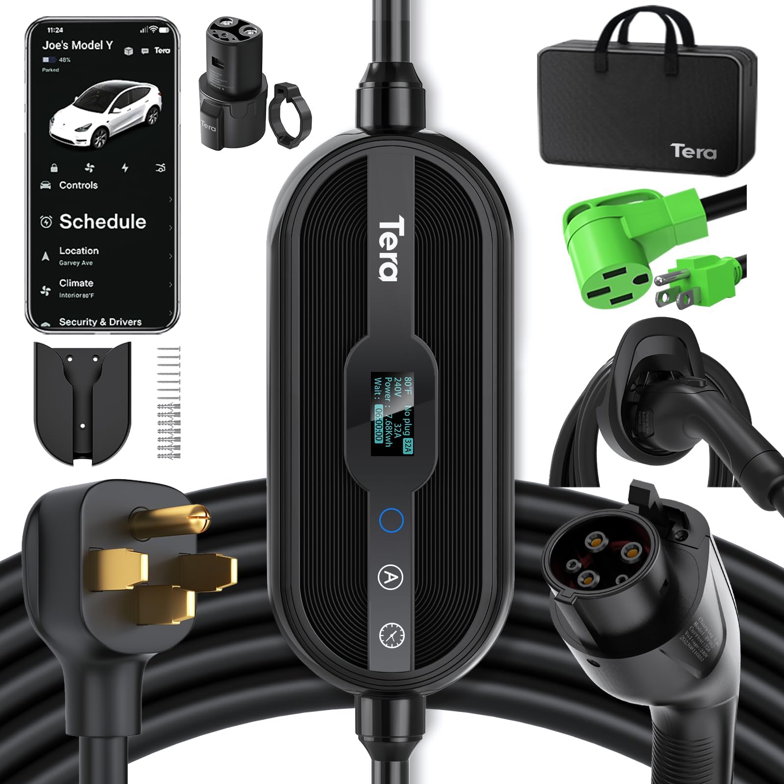 Amazon.com: Tera Electric Vehicle Charger for Tesla: J1772 EVs ETL ...