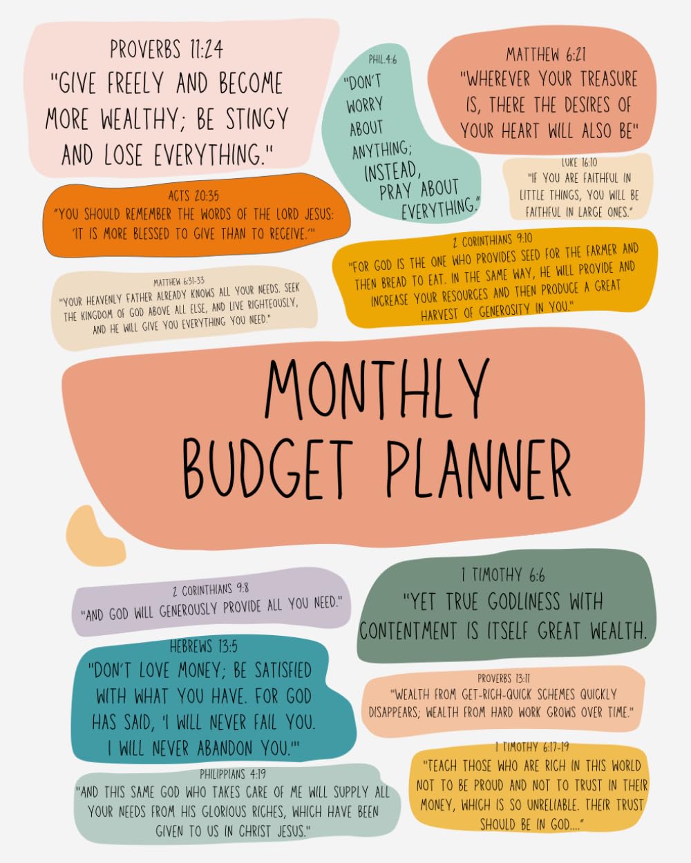 Monthly Budget Planner: Undated, Christian Finance Book for Teen Girls ...