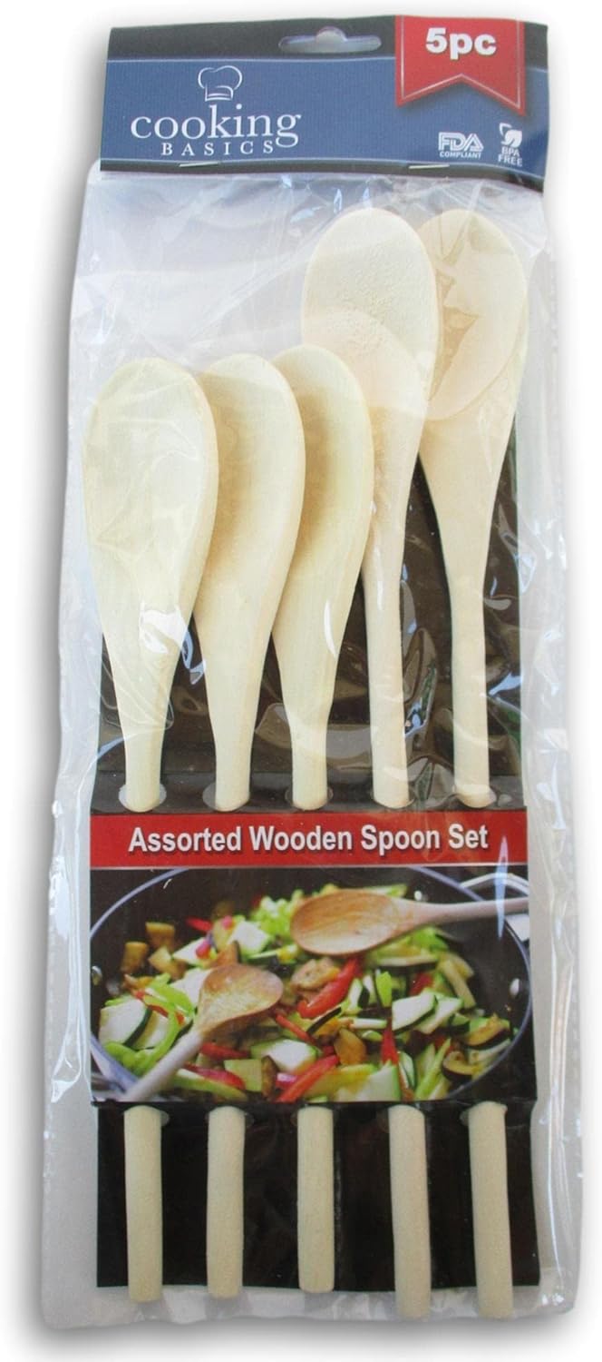 Amazon.com: Wooden Spoon Set - Assorted Sizes Wood Kitchen Utensils - 5 ...
